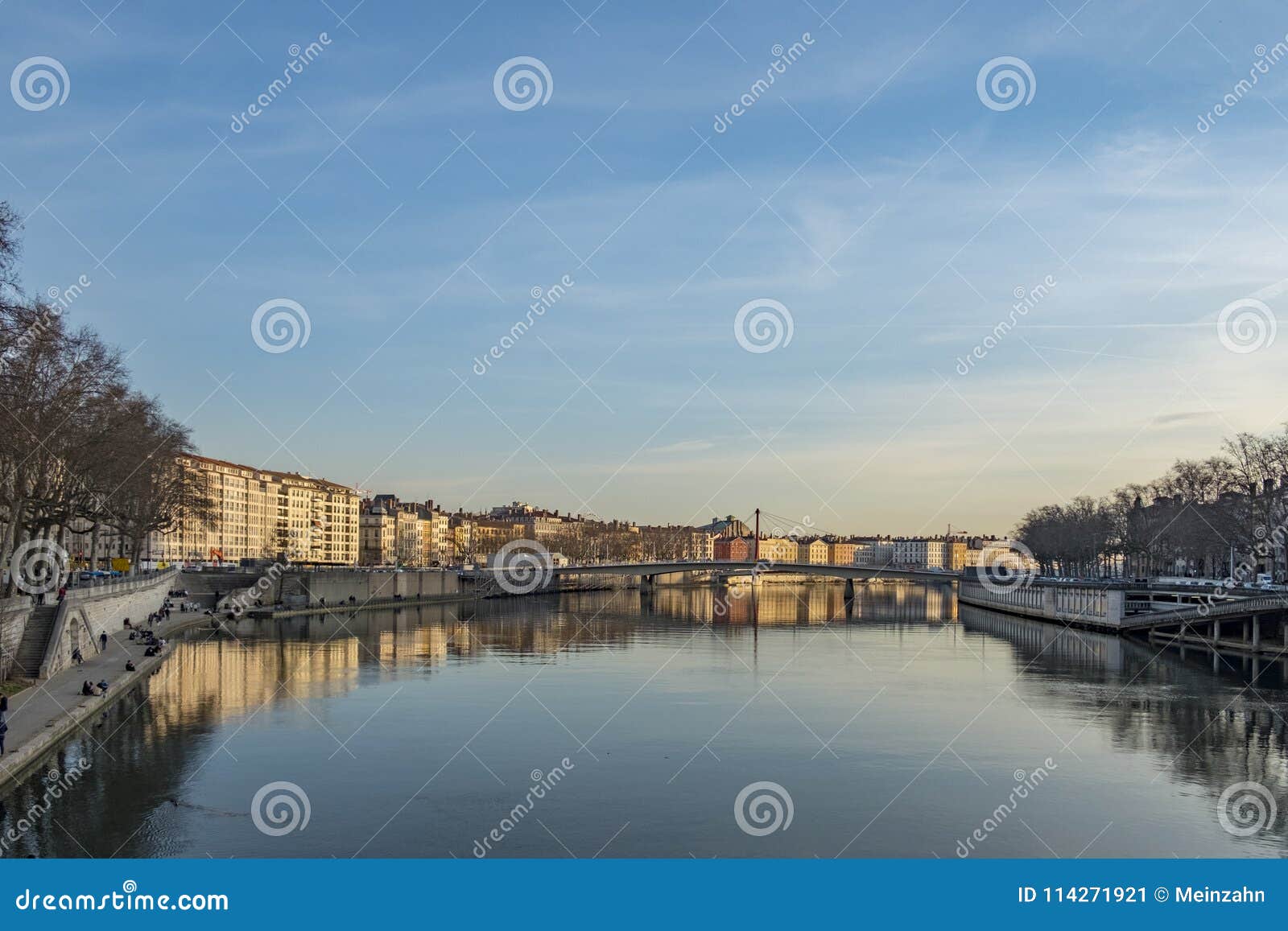 Skyline of Lyon at the River Rhone Stock Image - Image of rhone ...
