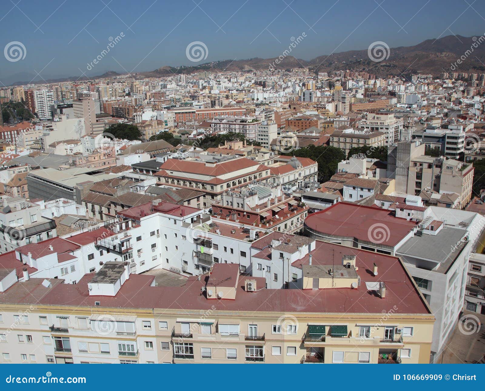 Skyline of Malaga Spain in Aerial View Stock Image - Image of living ...