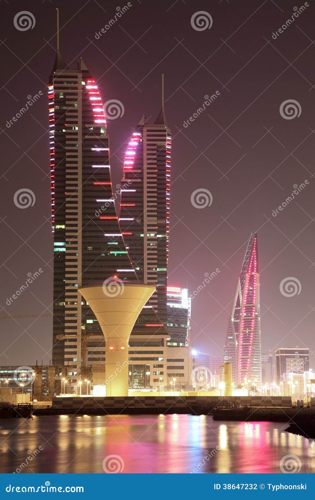 Skyline of Manama at Night. Bahrain Editorial Photography - Image of ...
