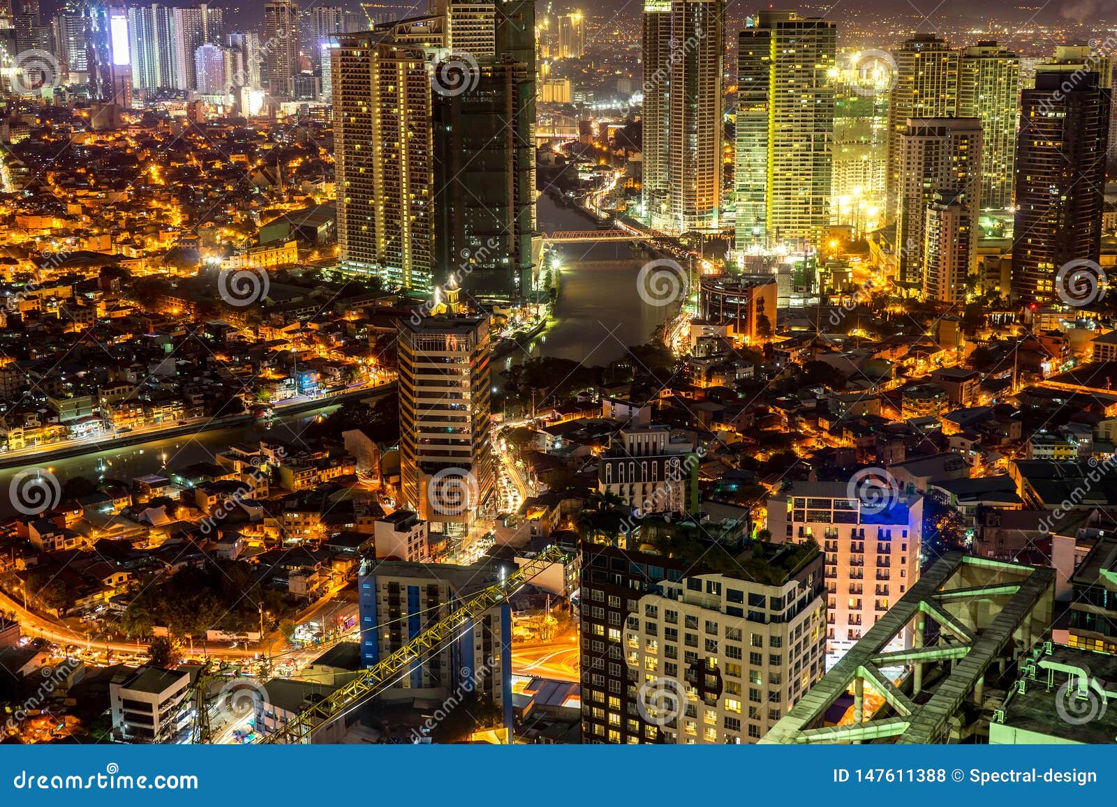 Skyline of Manila by the River Pasig Stock Photo - Image of lifestyles ...