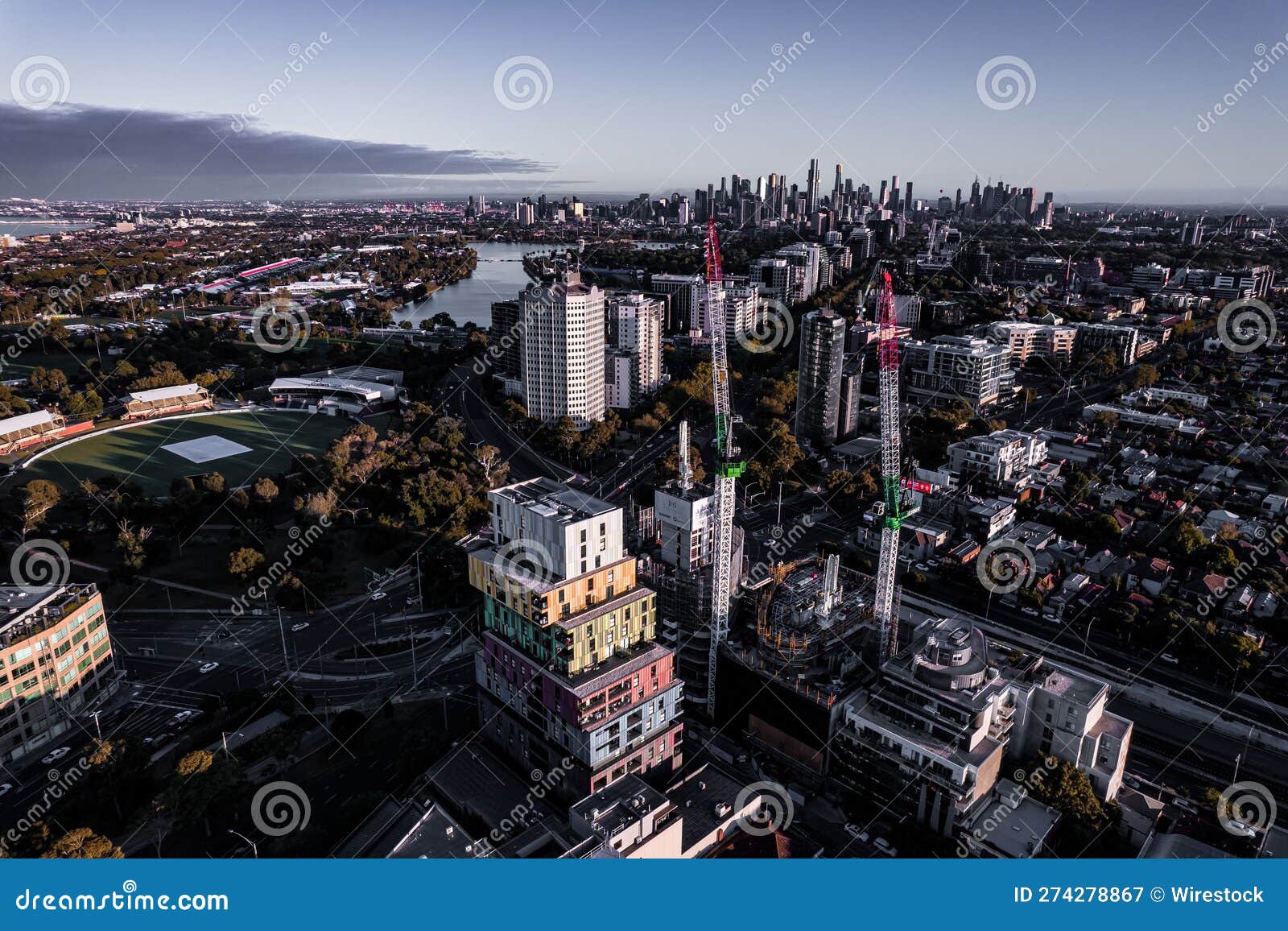 Skyline of Melbourne with Construction Cranes in the Foreground ...