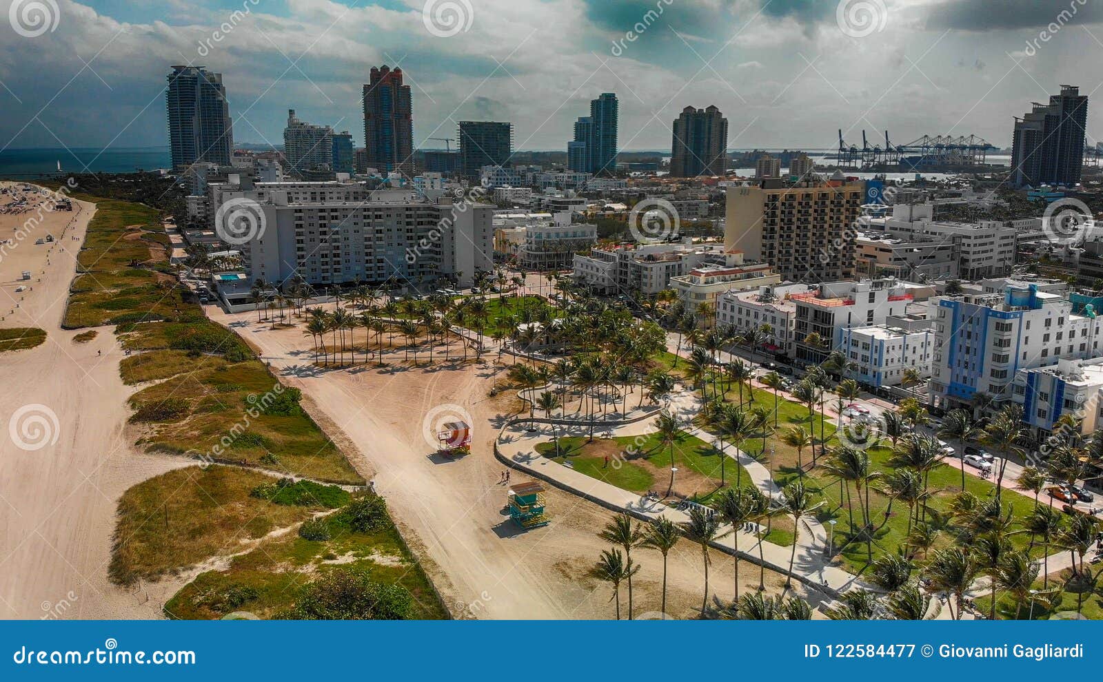 Skyline of Miami Beach from Drone on a Beautiful Sunny Day Stock Image ...