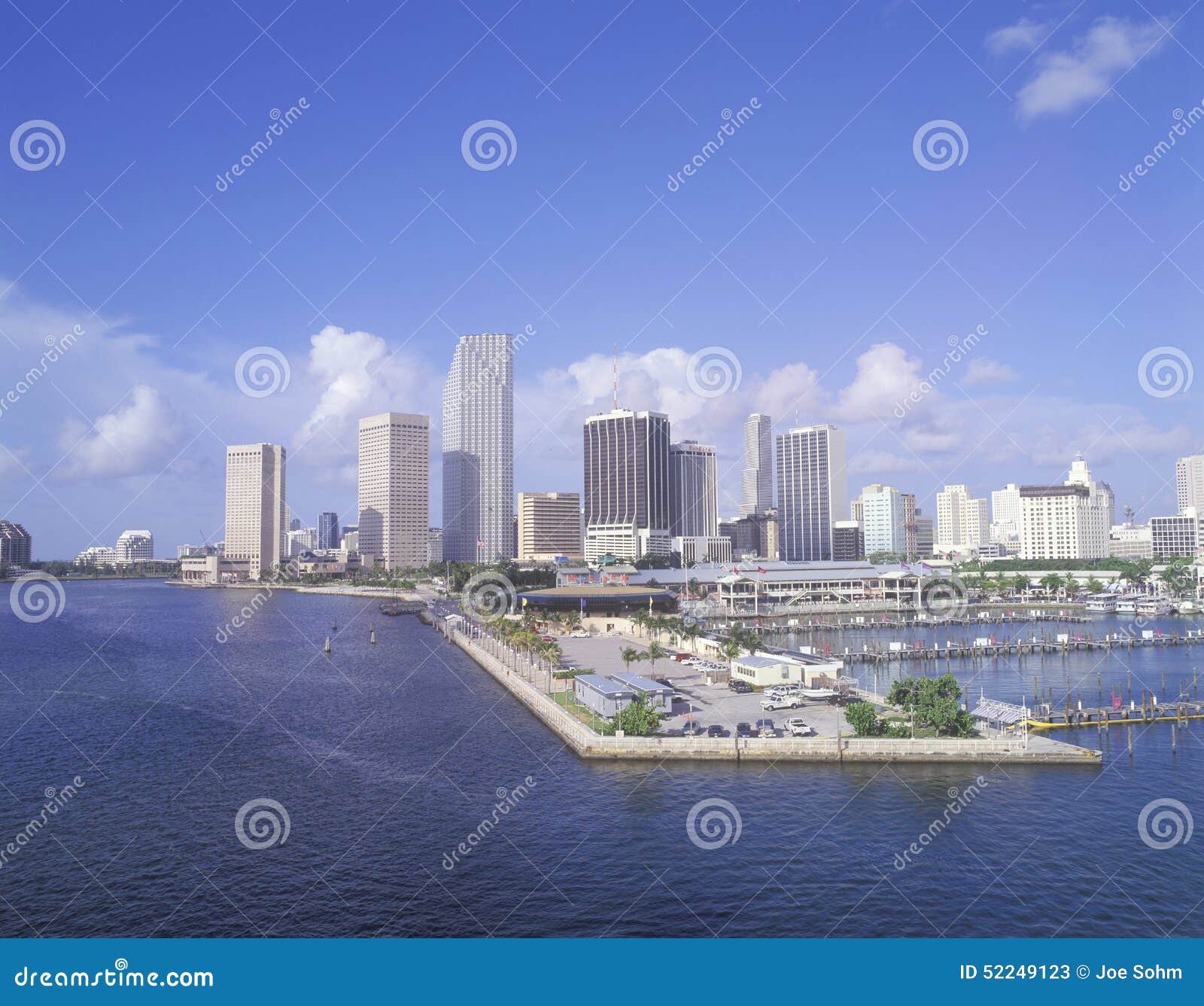 Skyline of Miami Beach, Florida from Bay Editorial Stock Photo - Image ...