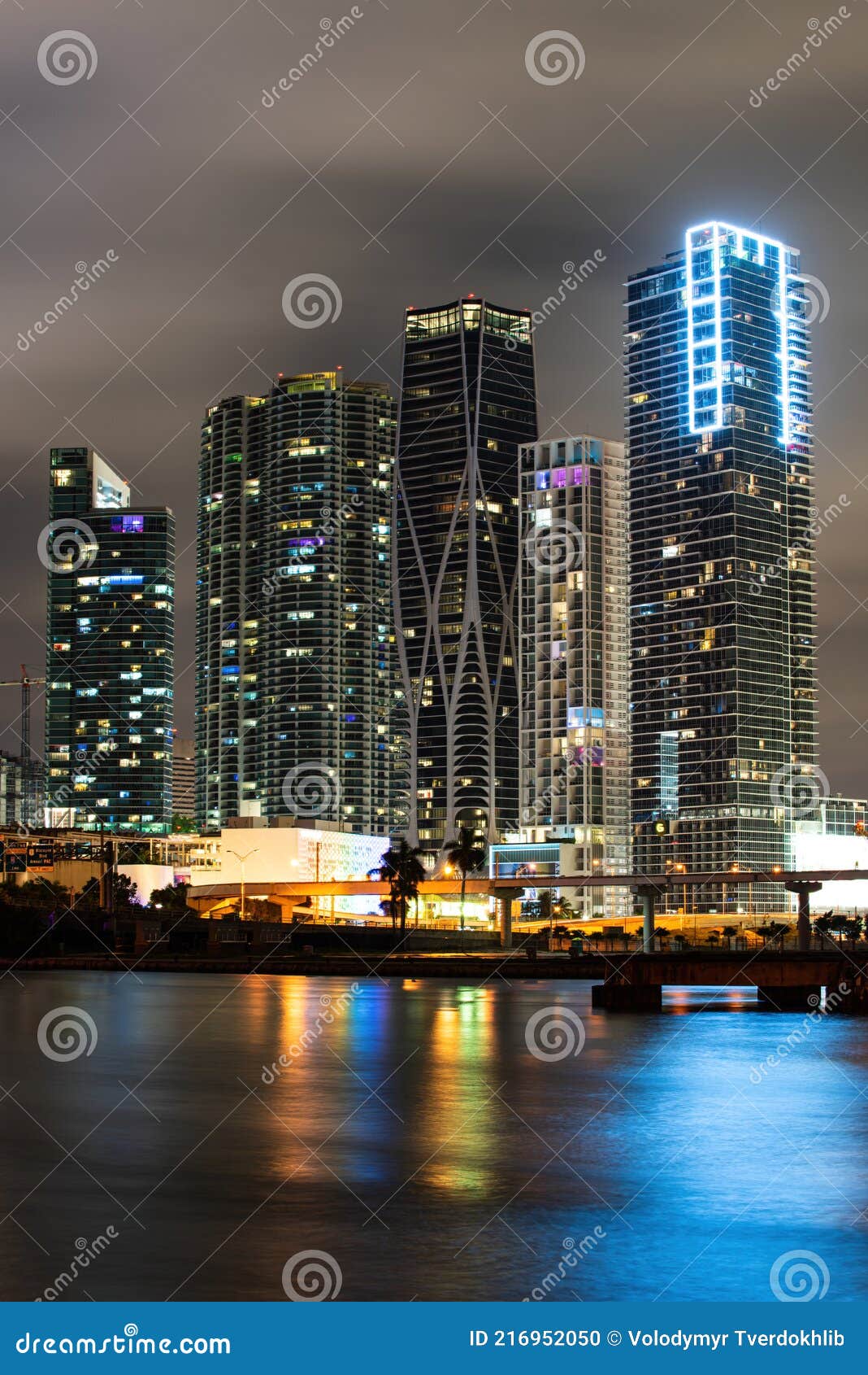 Skyline of Miami Biscayne Bay Reflections, High Resolution. Miami City ...