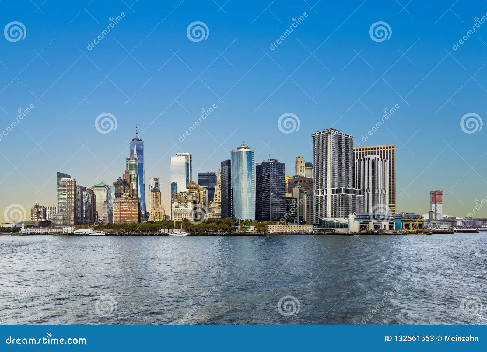 Skyline of New York with Clear Blue Sky Stock Image - Image of blue ...