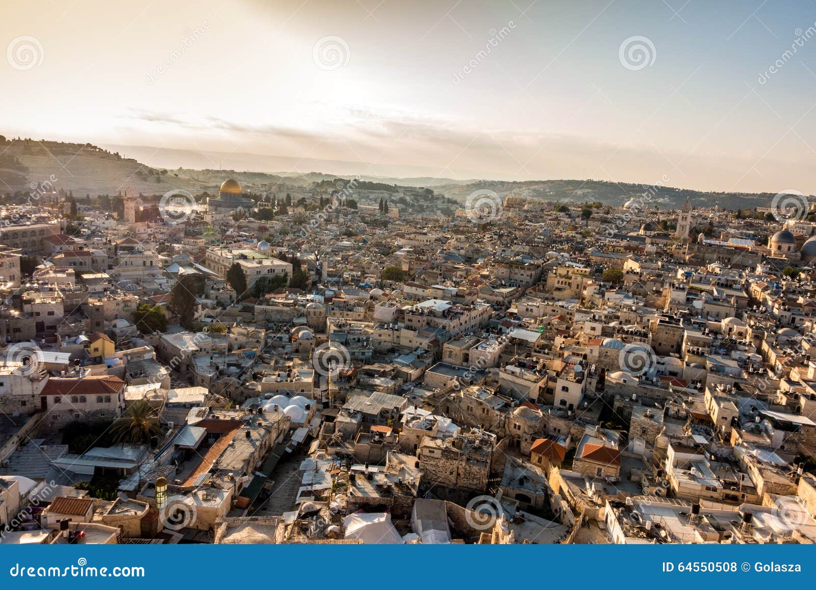 Skyline of the Old City in Jerusalem, Israel. Stock Photo - Image of ...
