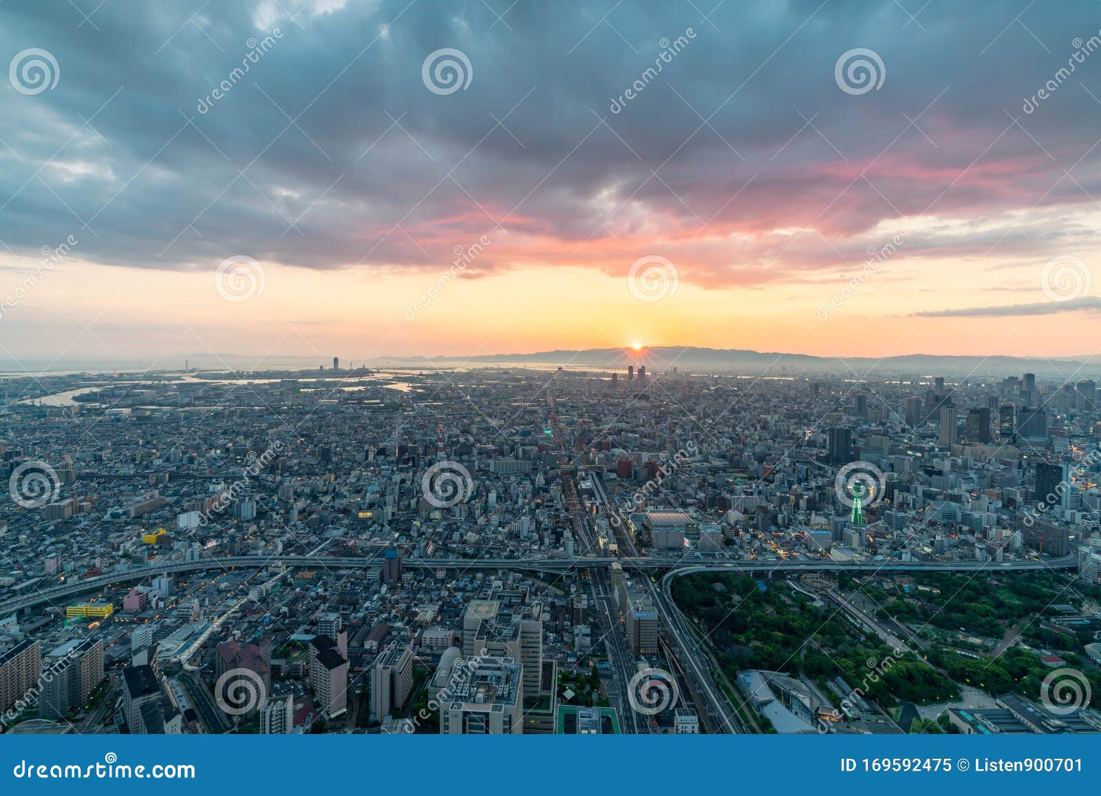 Skyline in Osaka, Sunset View of the Cityscapes Stock Image - Image of ...