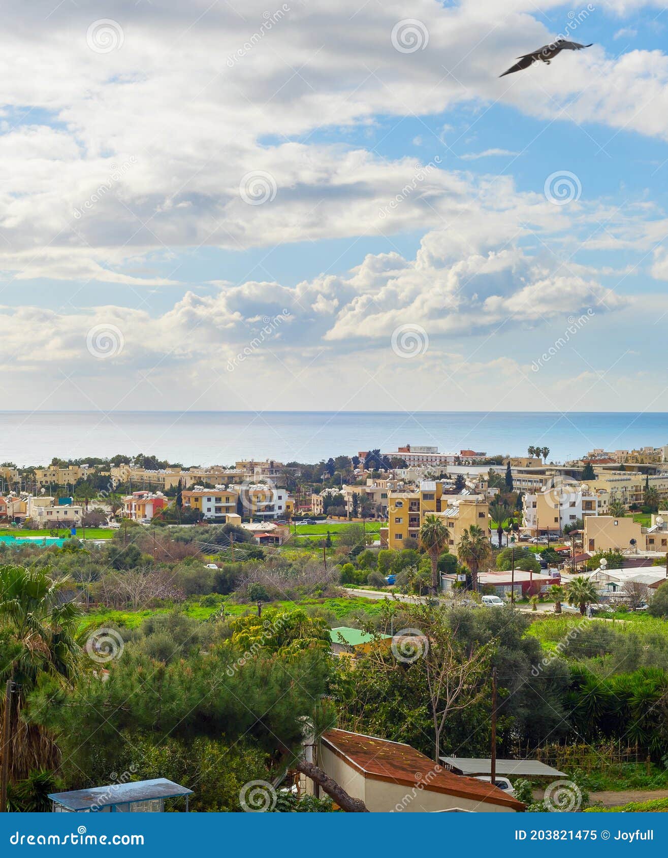 Paphos Skyline Showing Residential Houses And Djami Kebir Mosque In ...