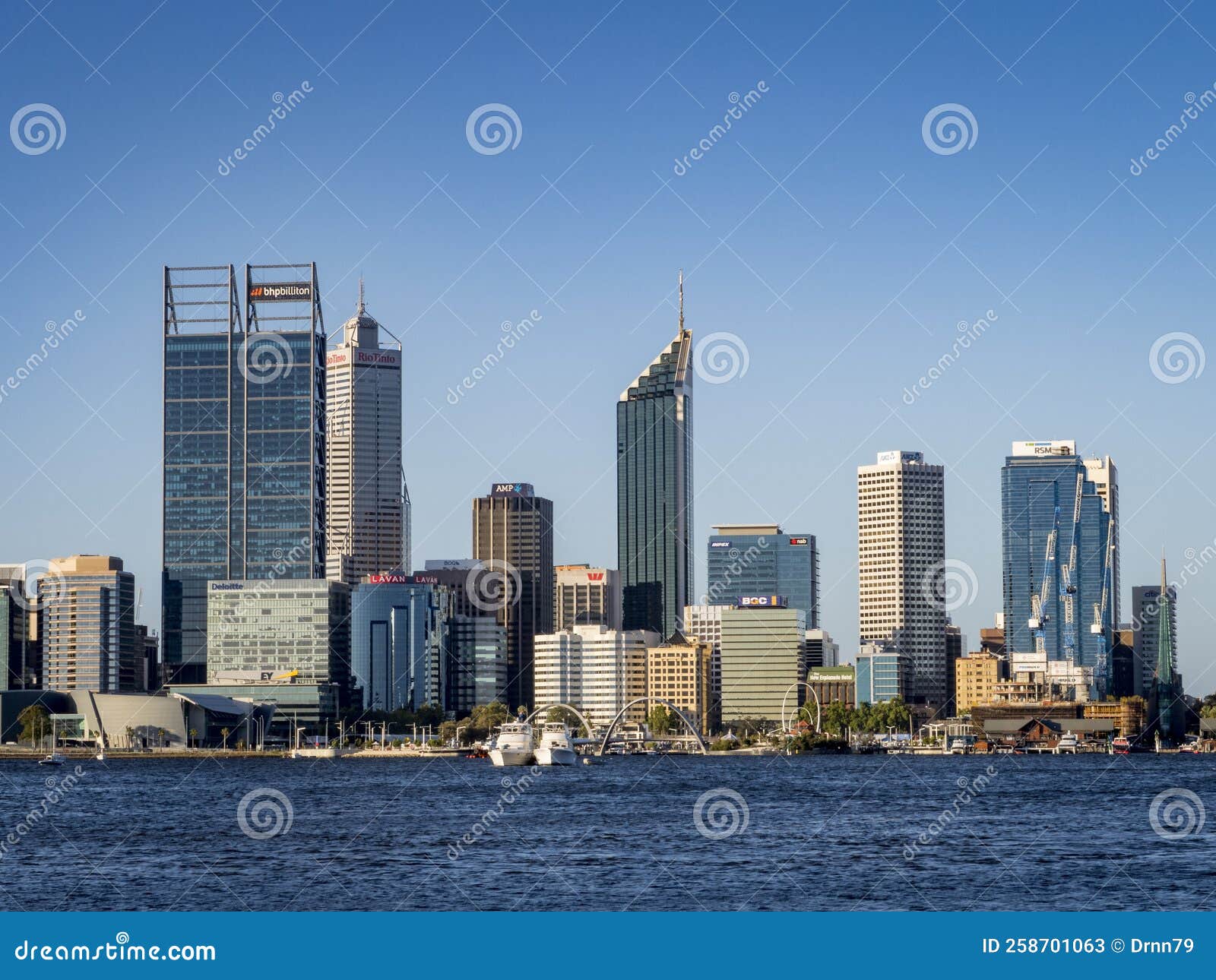 Skyline of Perth with City Central Business District at the Noon Stock ...