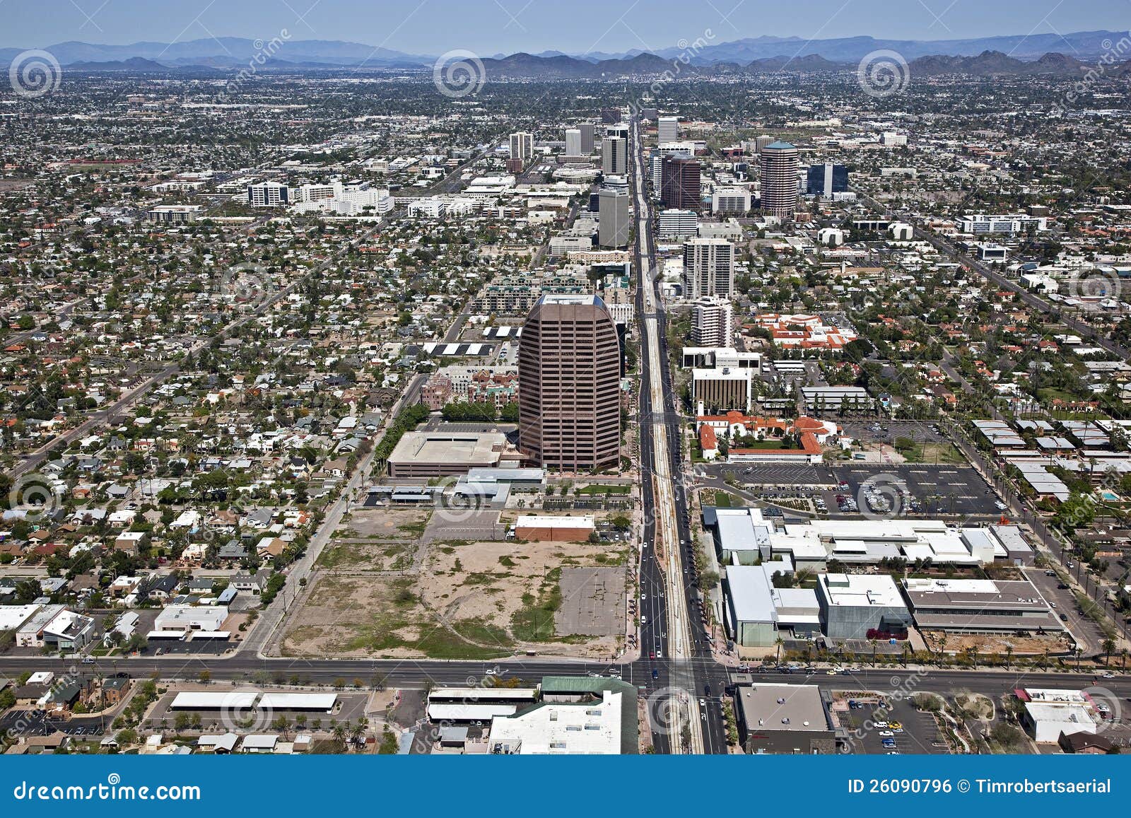 Skyline of Phoenix, Arizona Stock Photo - Image of rail, avenue: 26090796