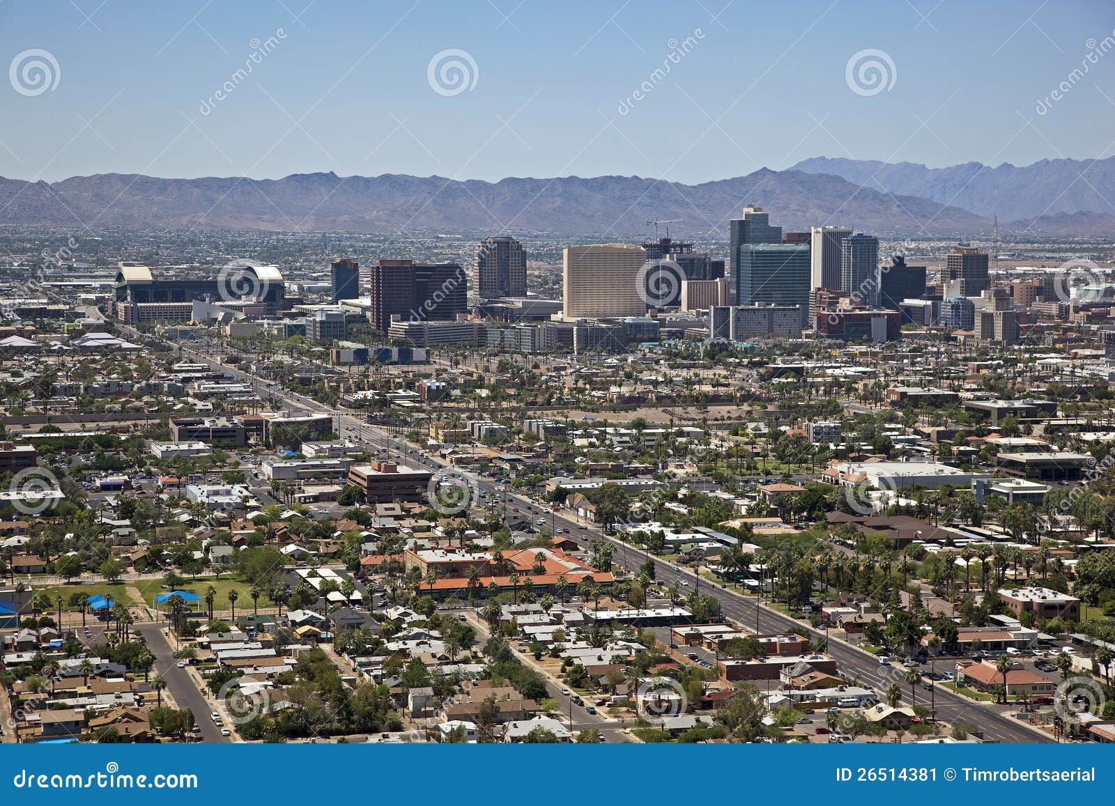 Skyline of Phoenix, Arizona Stock Image - Image of hotels, southwest ...