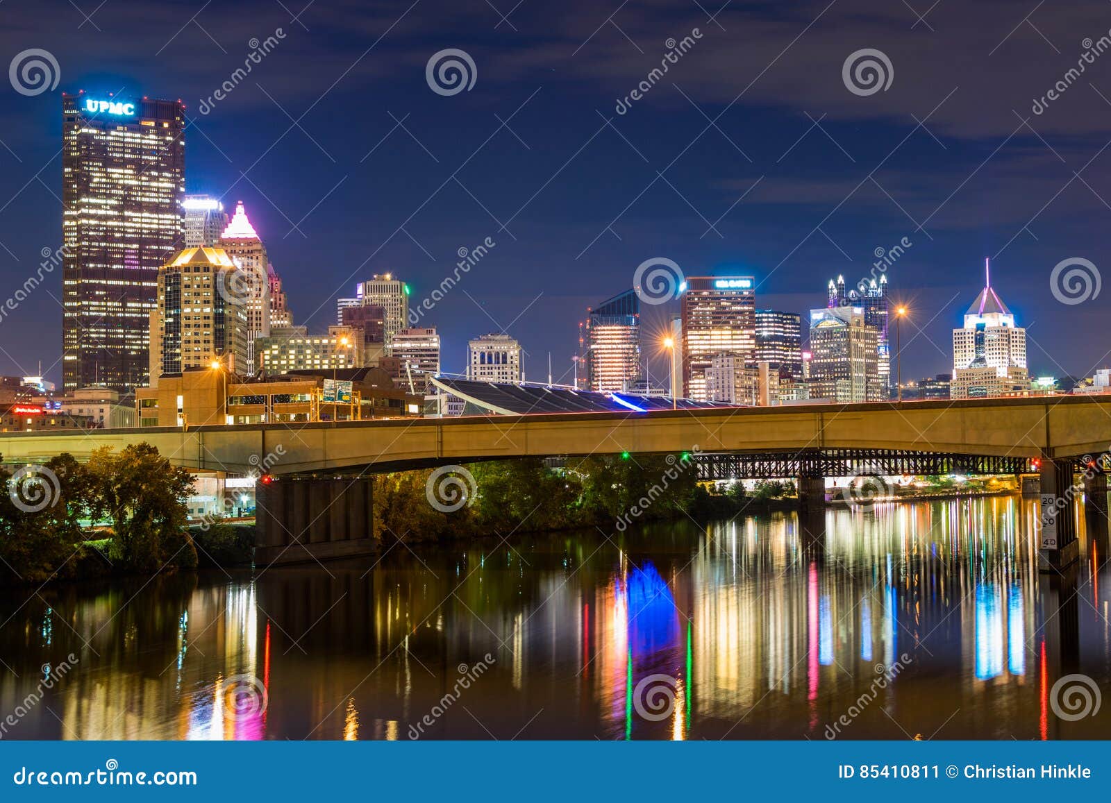 Skyline of Pittsburgh, Pennsylvania at Night on the David McCullough ...