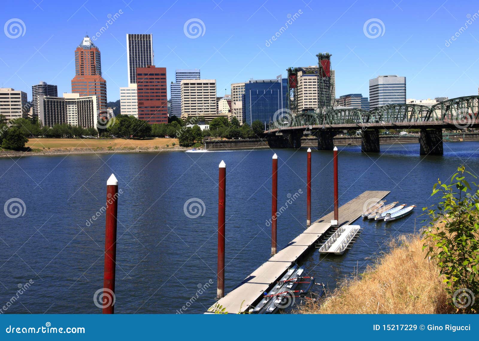 Skyline of Portland or. & Waterfront Marina. Stock Image - Image of ...