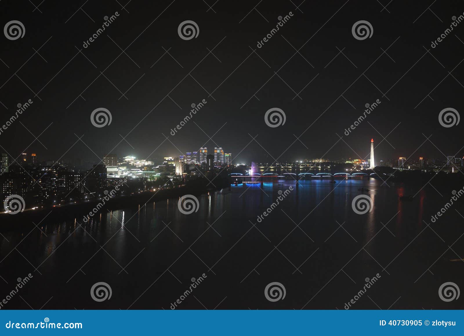 Skyline of Pyongyang (DPRK) at Night Stock Image - Image of monuments ...