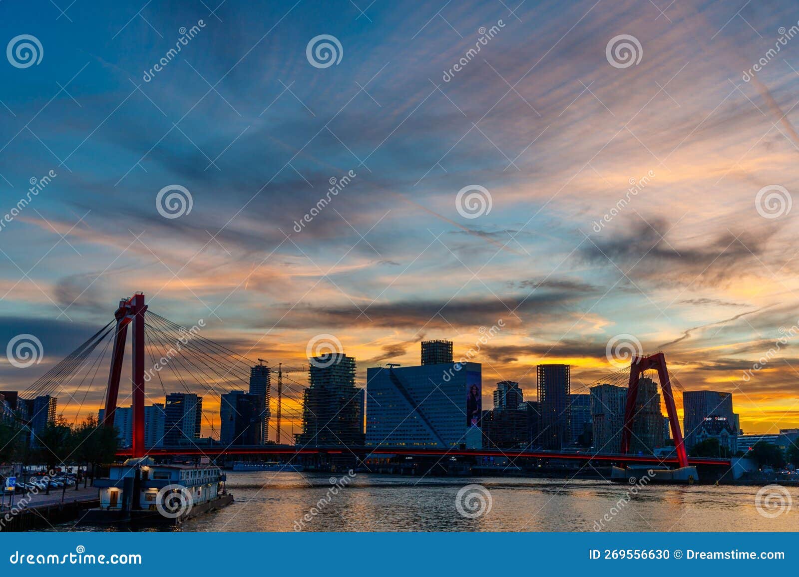 Skyline of Rotterdam in the Netherlands at Sunset. Editorial Image ...