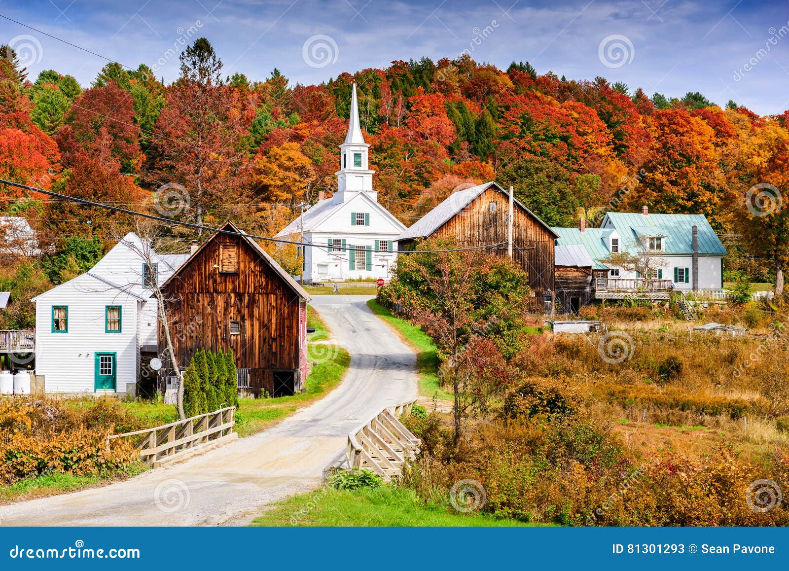 Skyline Rural De Vermont EUA Imagem de Stock - Imagem de igreja ...