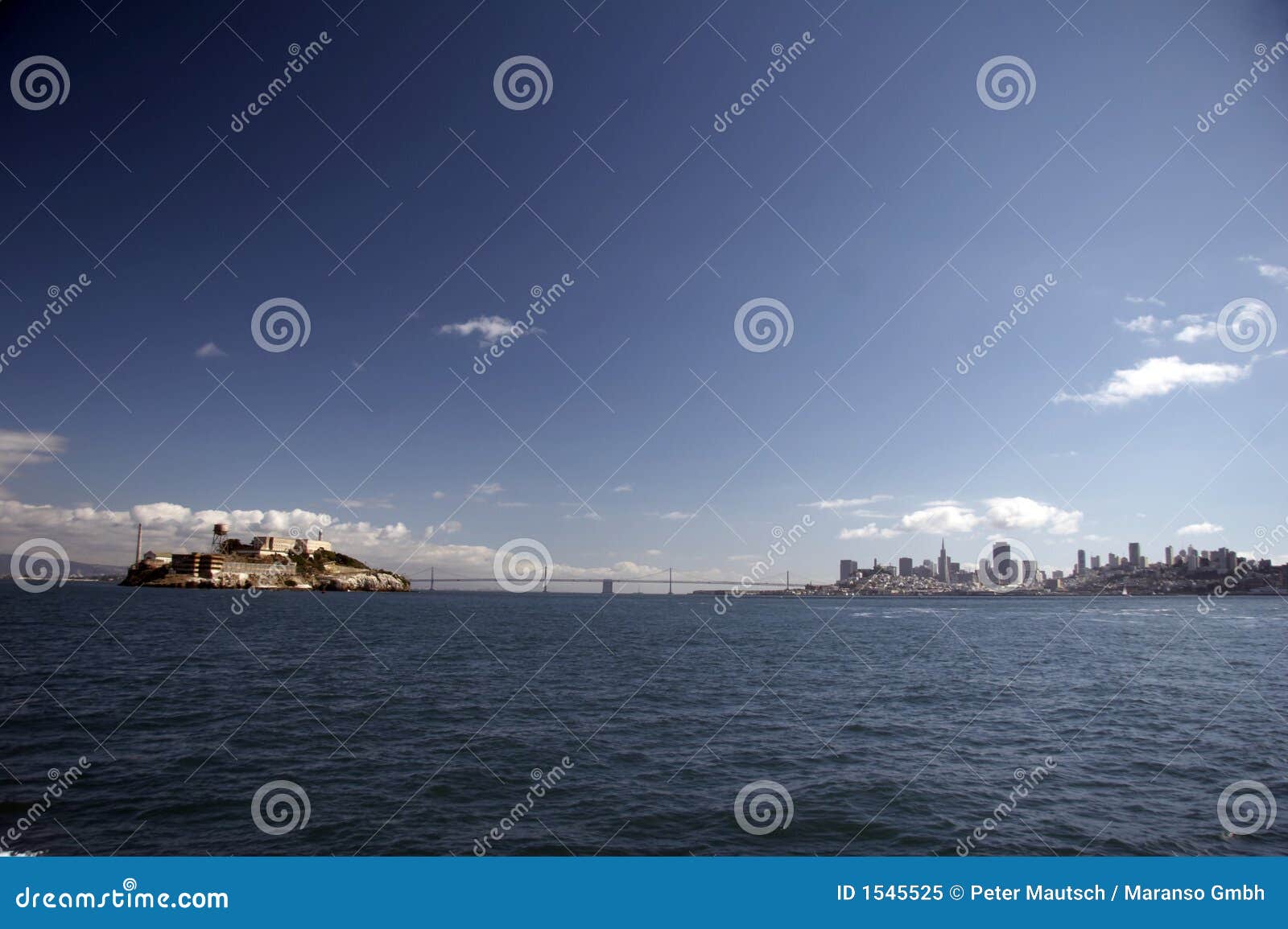 Skyline San Francisco with Alcatraz Stock Image - Image of ship ...