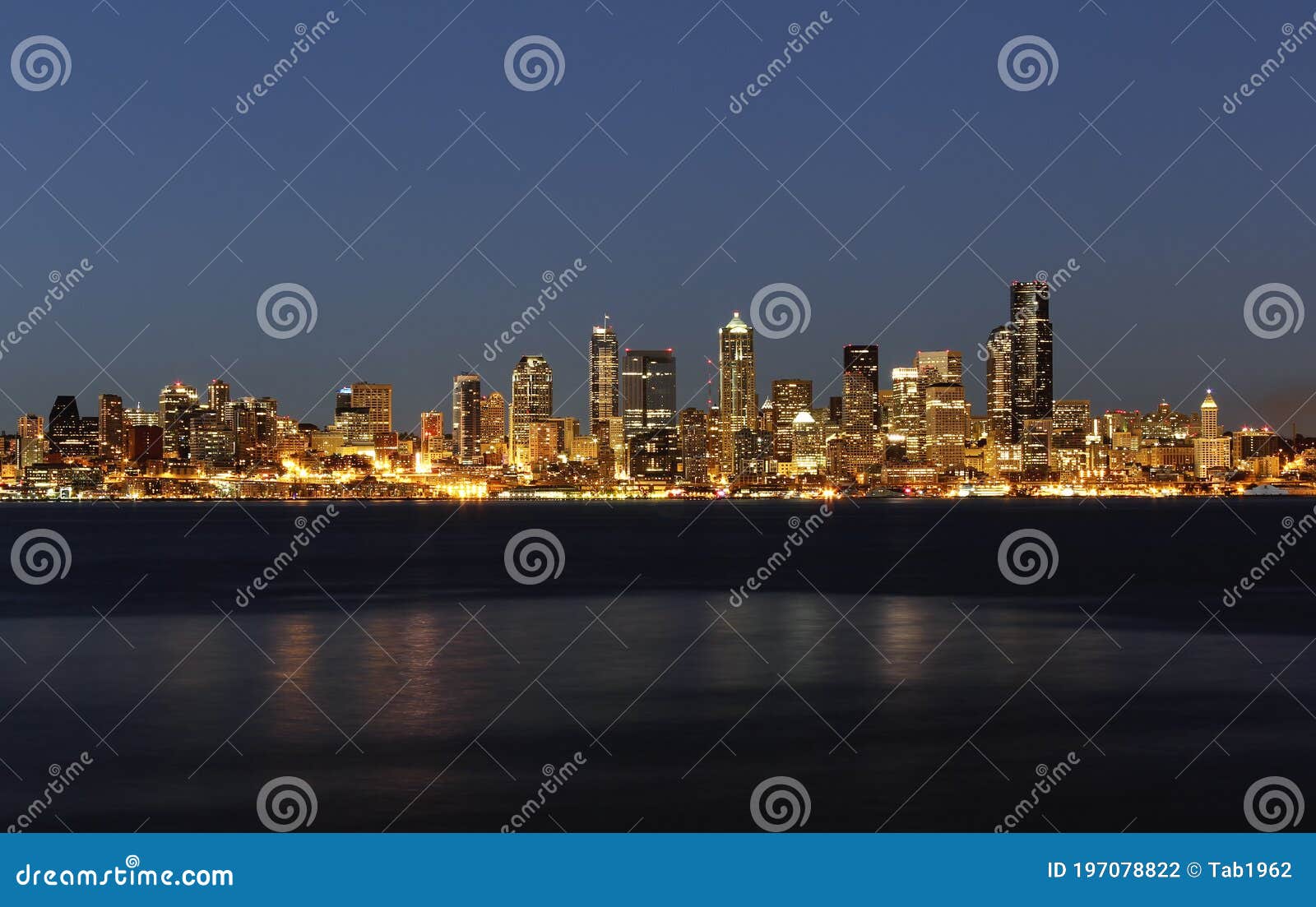 Skyline of Seattle Washington during Night Time Stock Photo - Image of ...