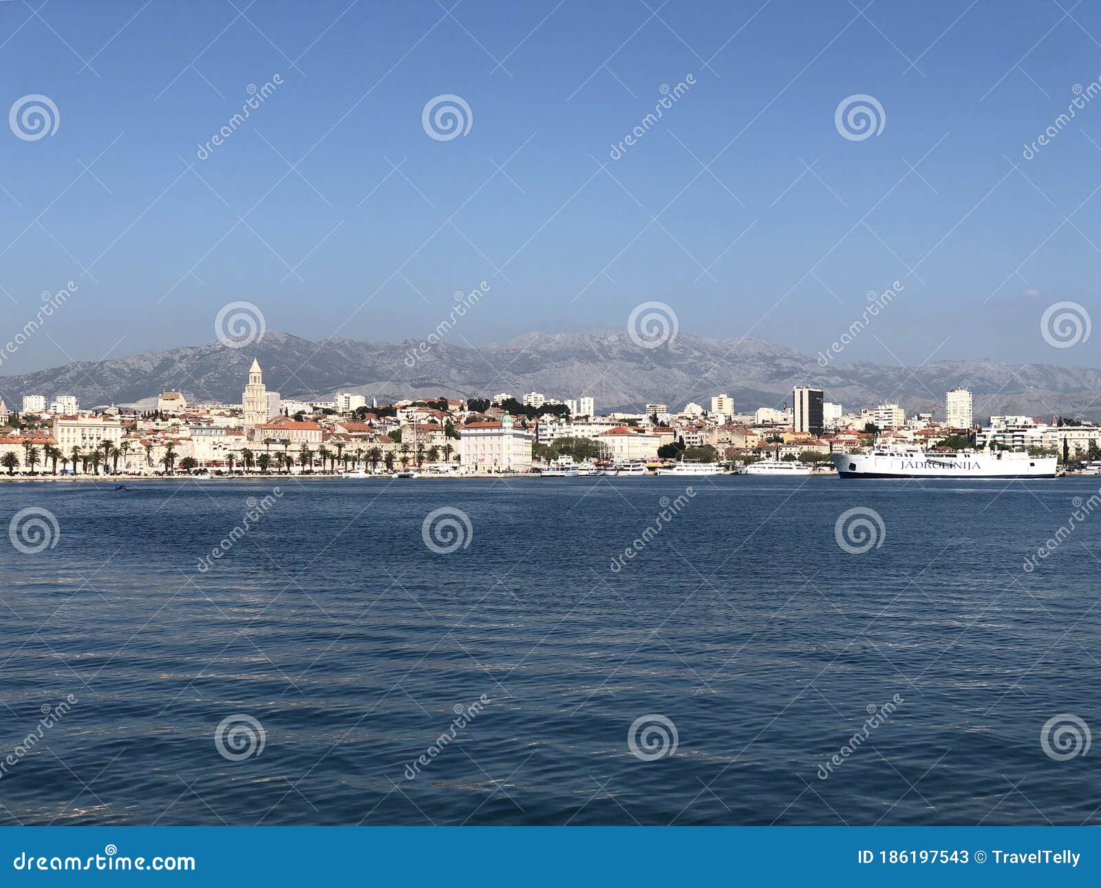 Skyline of Split stock image. Image of palace, tower - 186197543