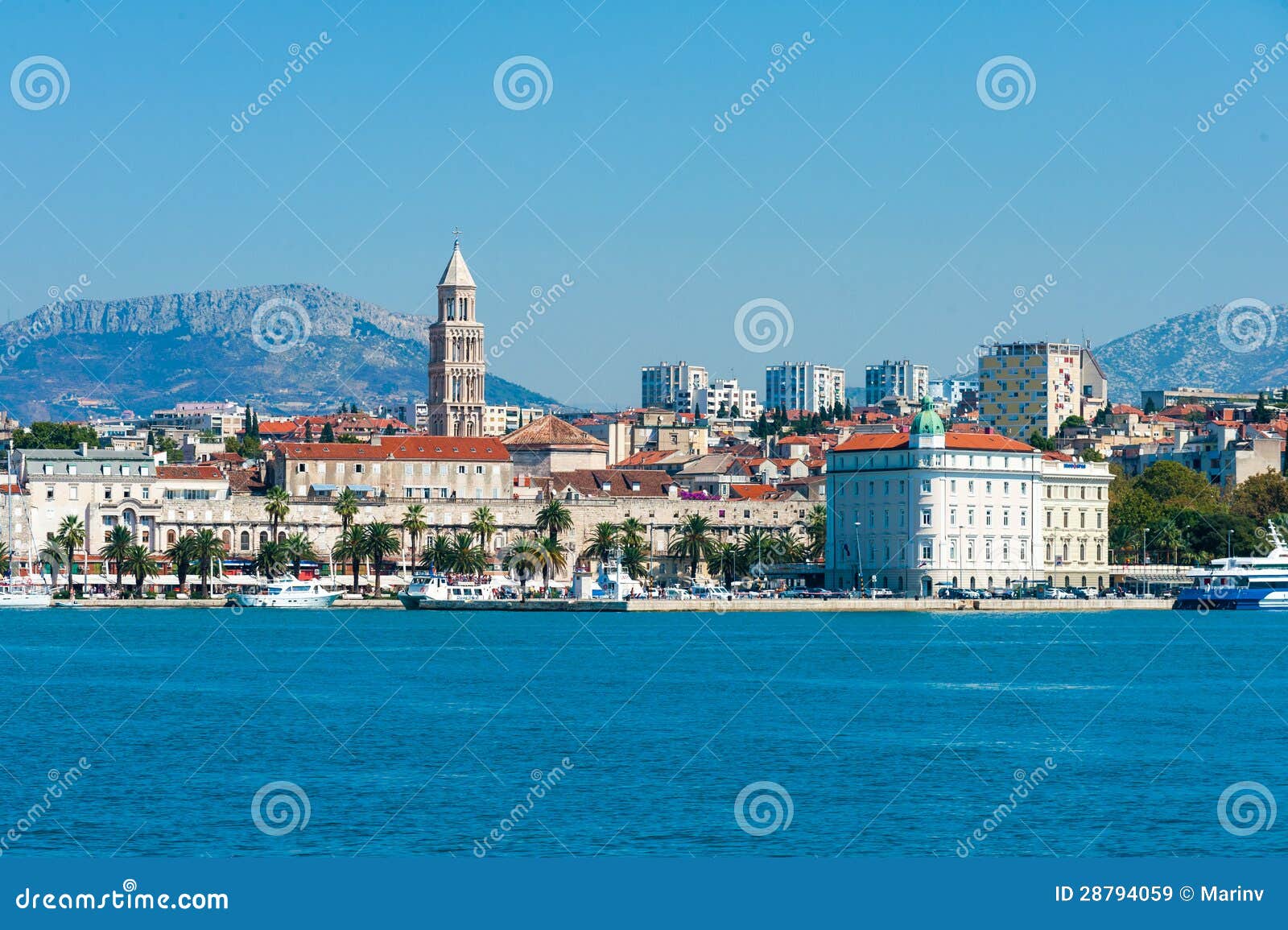 Skyline of Split Downtown from the Open Sea Stock Image - Image of ...