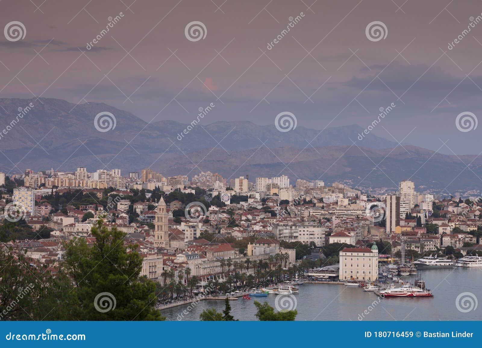 Skyline of Split during Sunset, Croatia Editorial Stock Image - Image ...