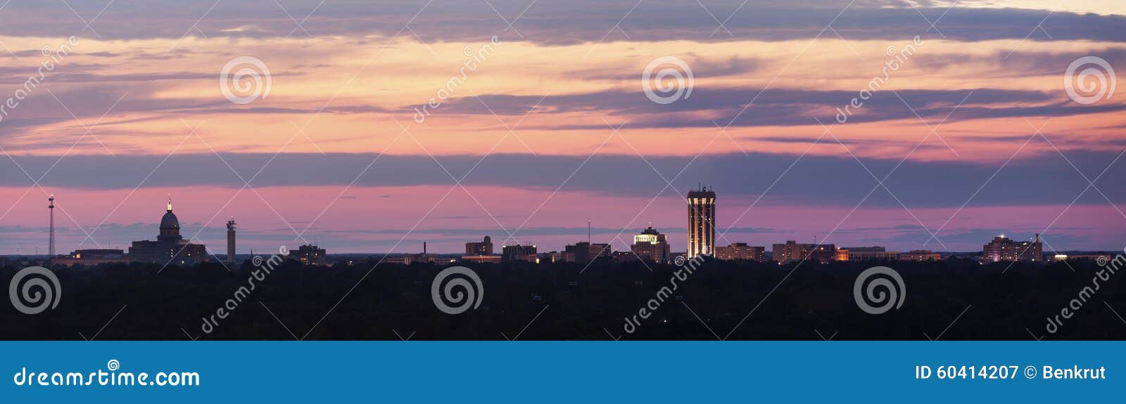 Skyline of Springfield at Sunset Stock Image - Image of architecture ...