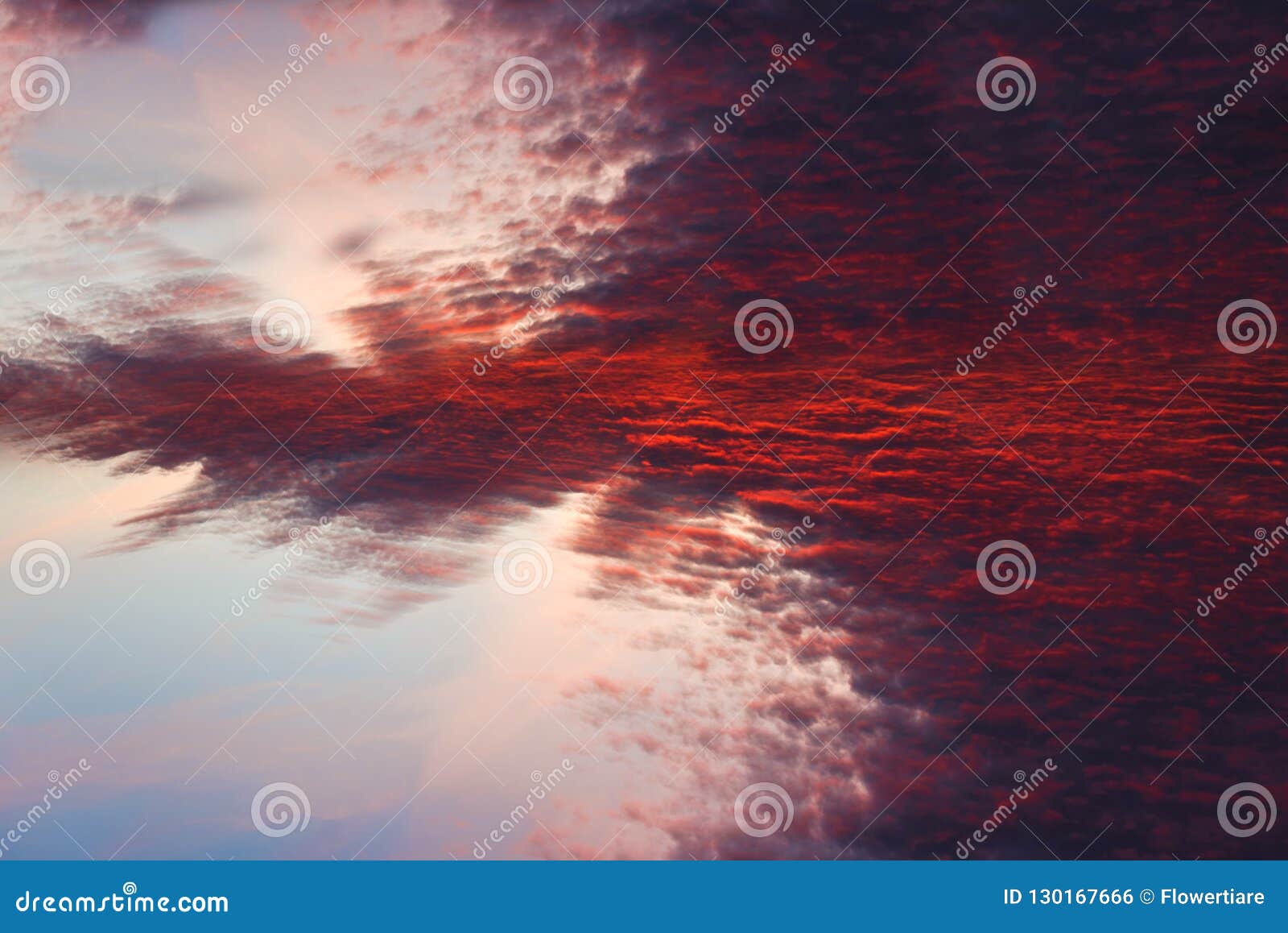 Skyline of Sun Rays through Fiery Red Clouds on the Sunset. Stock Photo ...