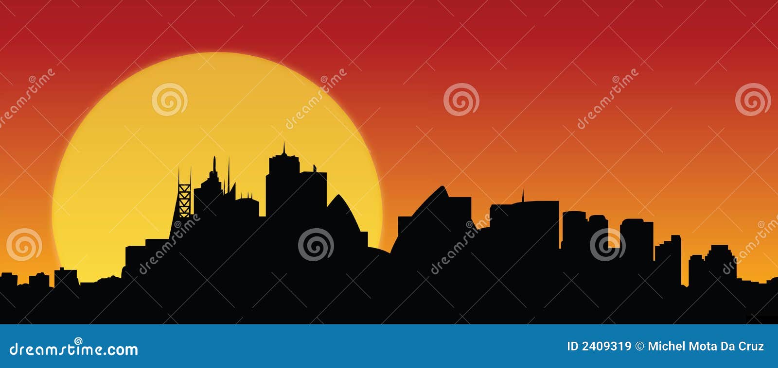 Skyline Sydney Sundown Vector Stock Vector - Illustration of clipart ...