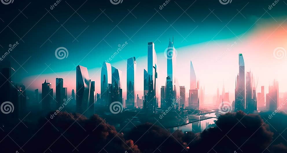 Skyline of tomorrow stock illustration. Illustration of metropolis ...