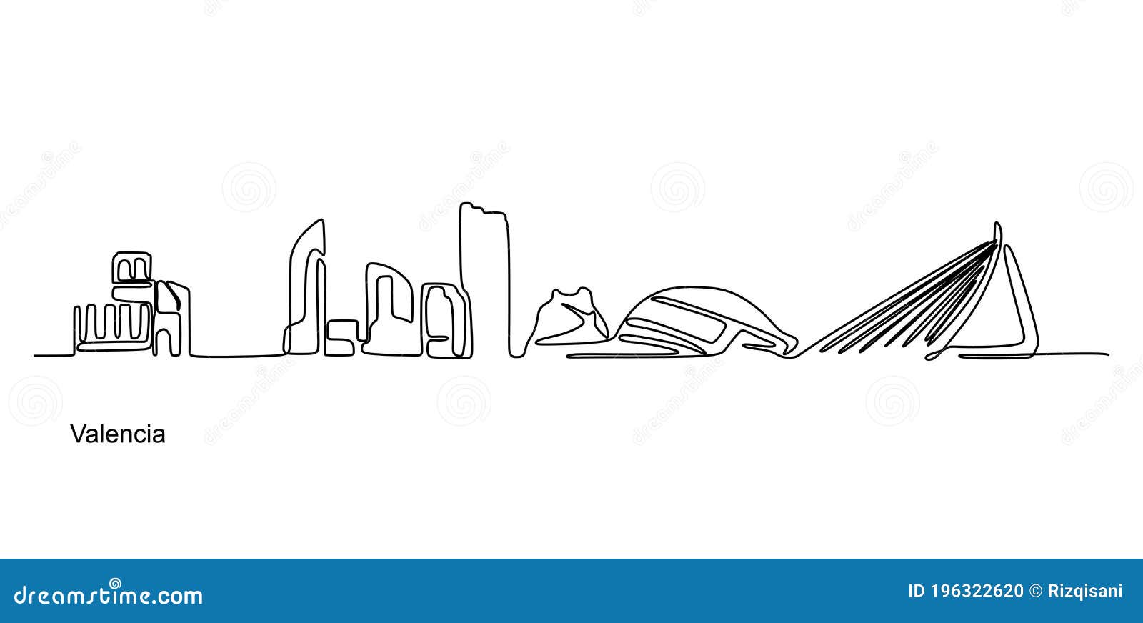 Skyline of Valencia stock vector. Illustration of panorama - 196322620