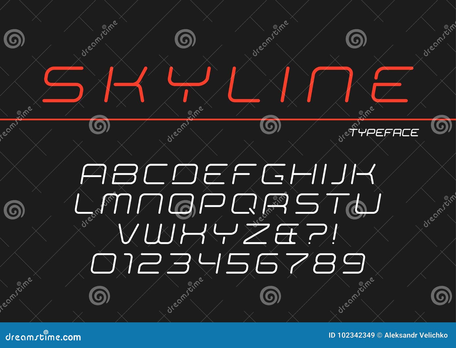 Skyline Vector Decorative Italic Font Design, Alphabet, Typeface Stock ...