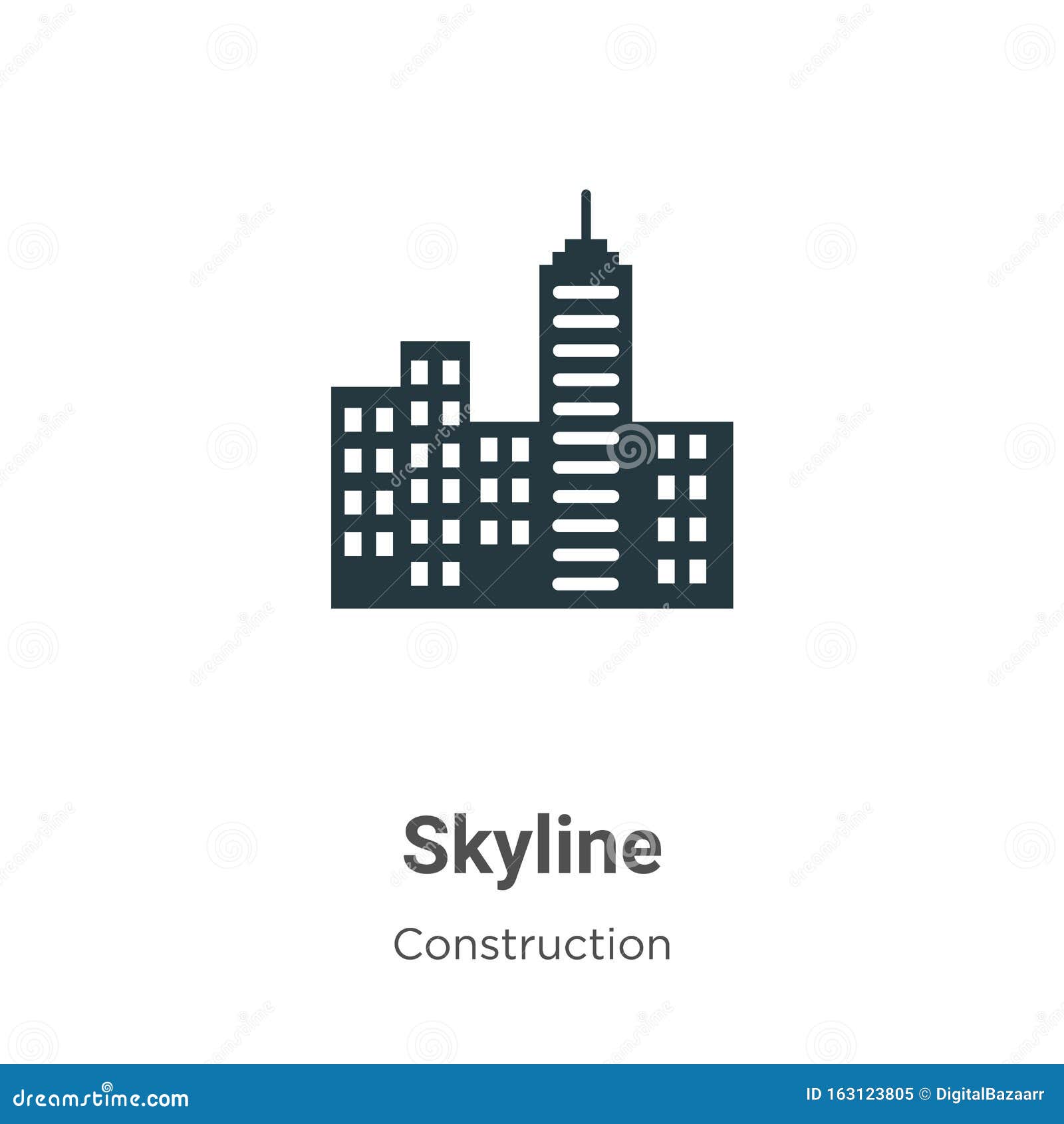 Skyline Vector Icon on White Background. Flat Vector Skyline Icon ...
