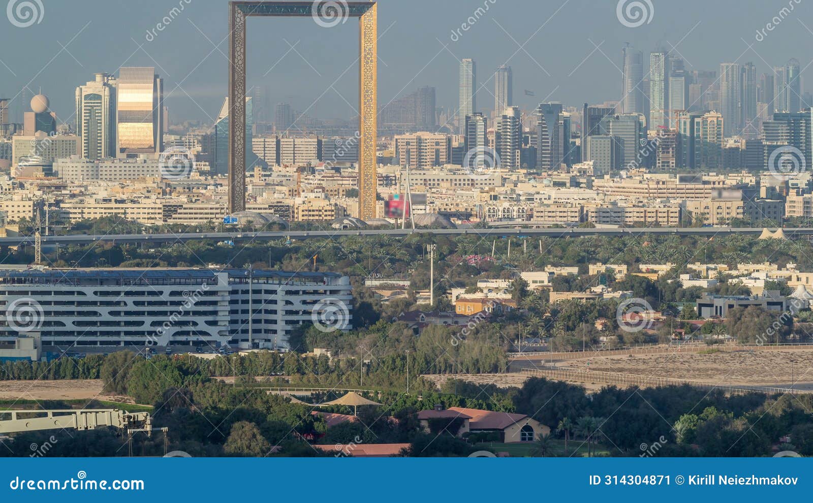 Skyline Of Deira, Dubai During Sunset With Dubai Creek, Mosque Minaret ...