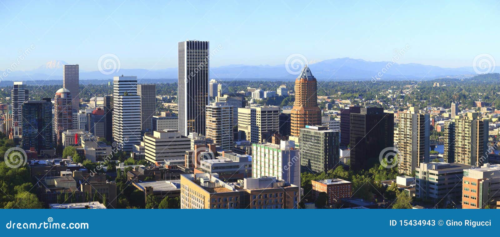 A Skyline View of Portland Oregon. Stock Image - Image of corporations ...