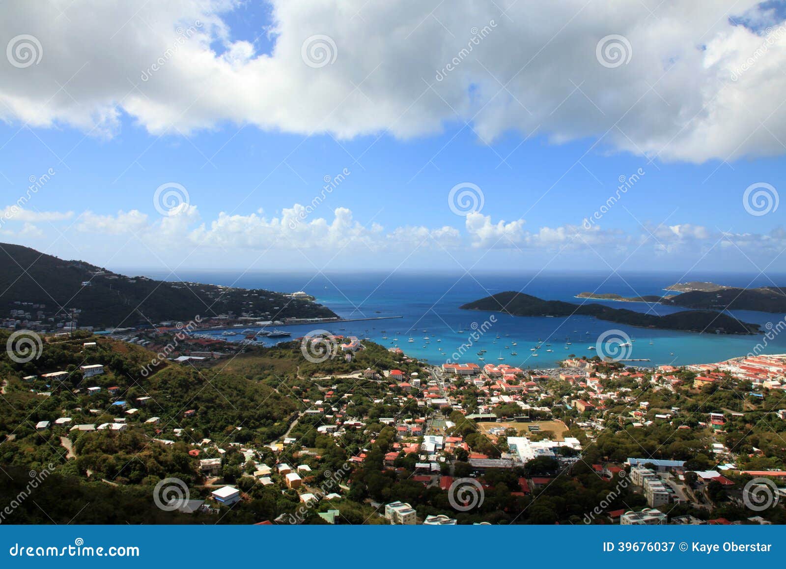 Skyline view of St Thomas stock image. Image of harbor - 39676037