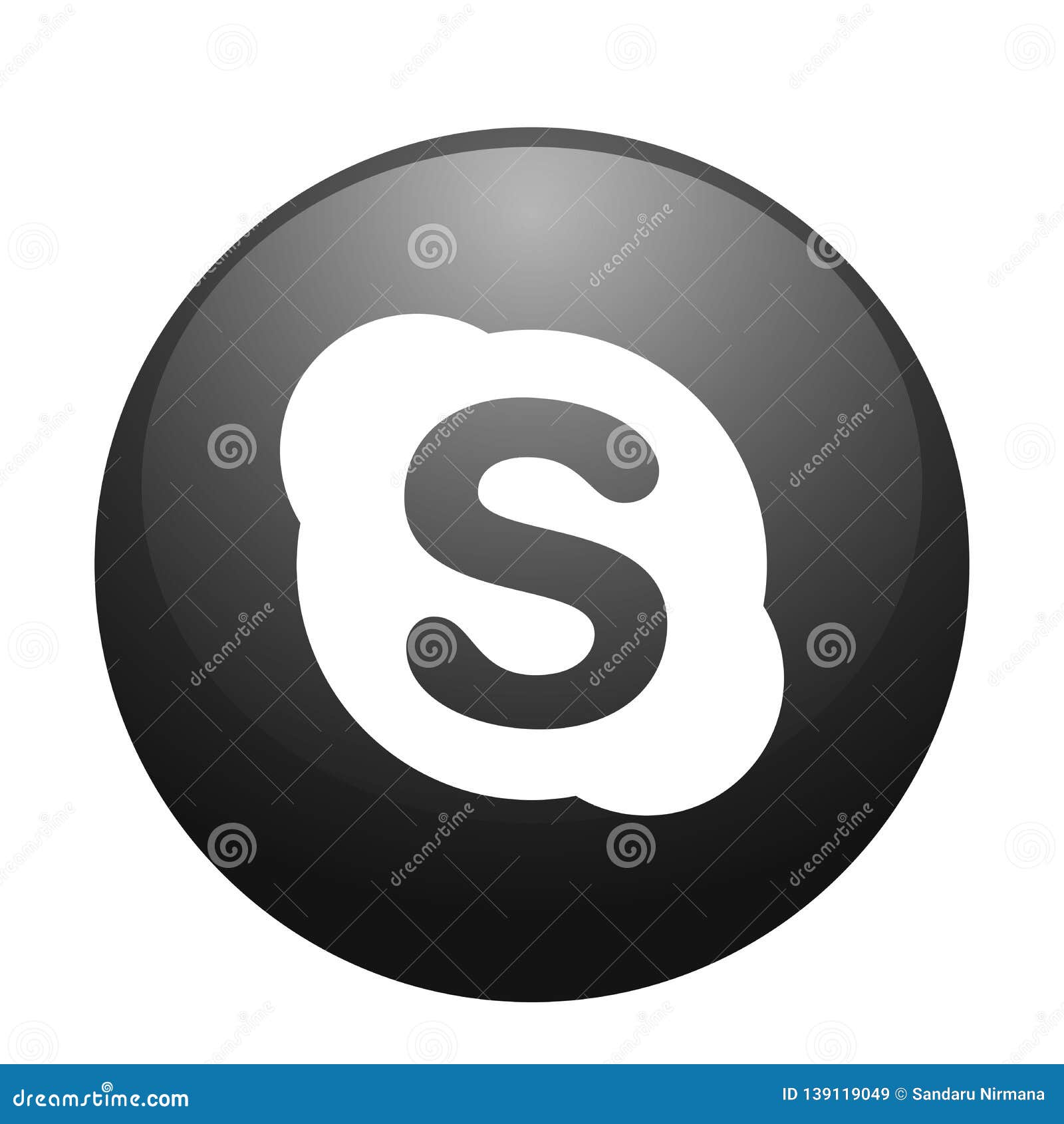 Skype Logo Icon in Black Vector Element on White Background Editorial ...