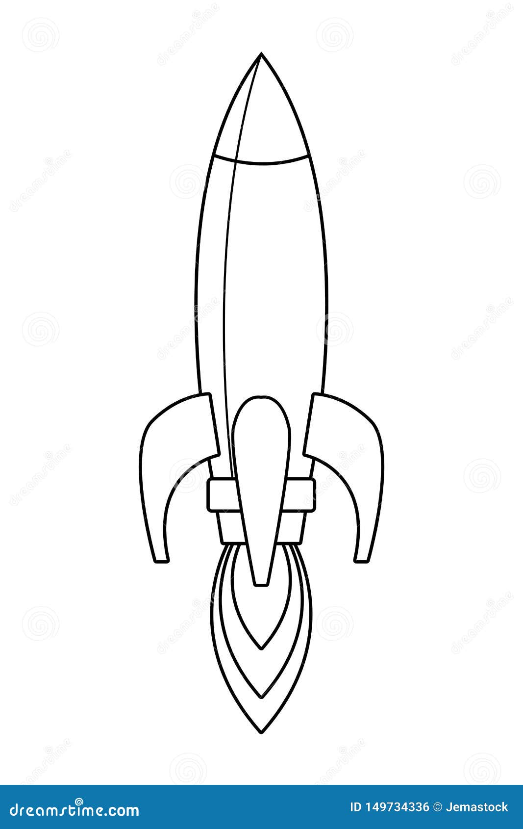 Skyrocket Throwing Fire through the Back Black and White Stock Vector ...