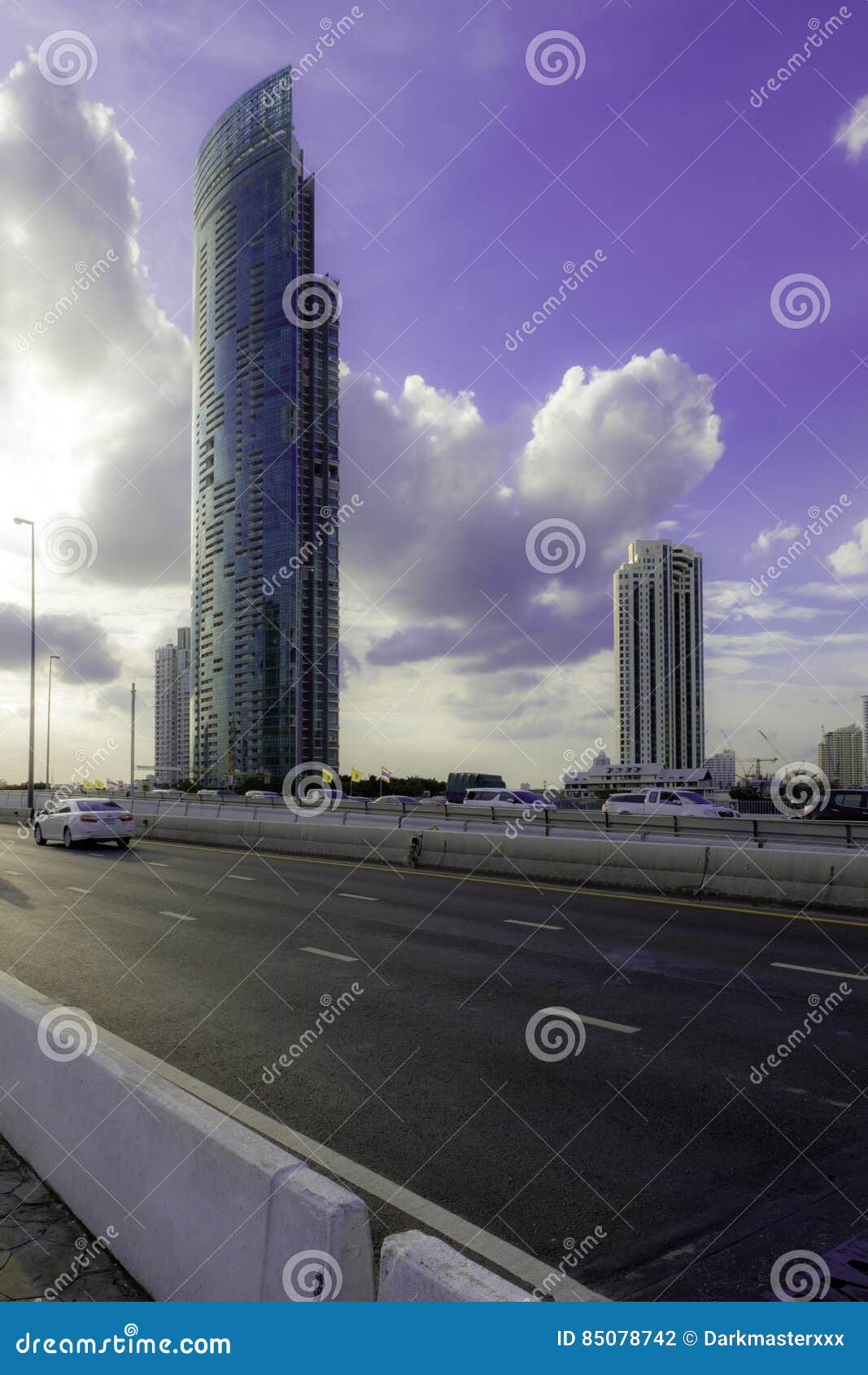 Skyscaper with Blue Sky and Some Ray Light in Background Stock Photo ...