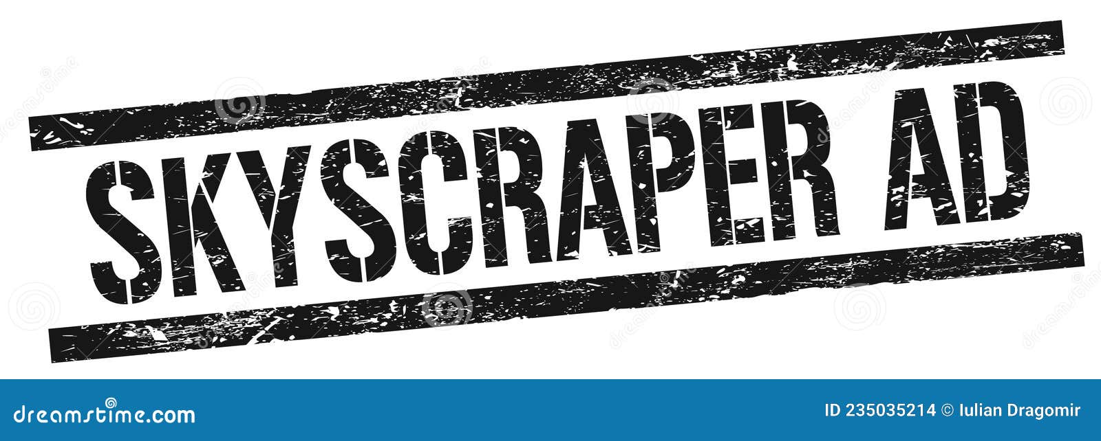 SKYSCRAPER AD Text on Black Grungy Rectangle Stamp Stock Illustration ...