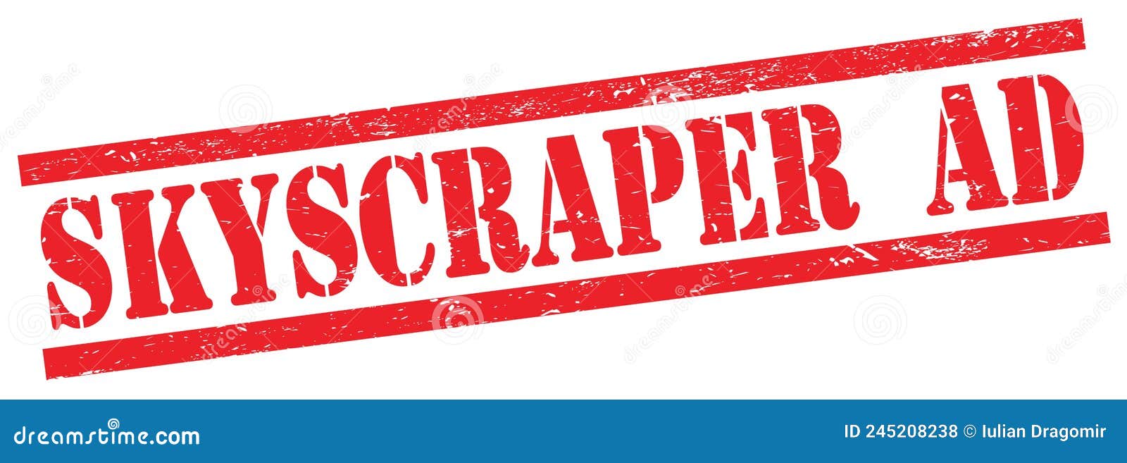 SKYSCRAPER AD Text on Red Grungy Rectangle Stamp Stock Illustration ...