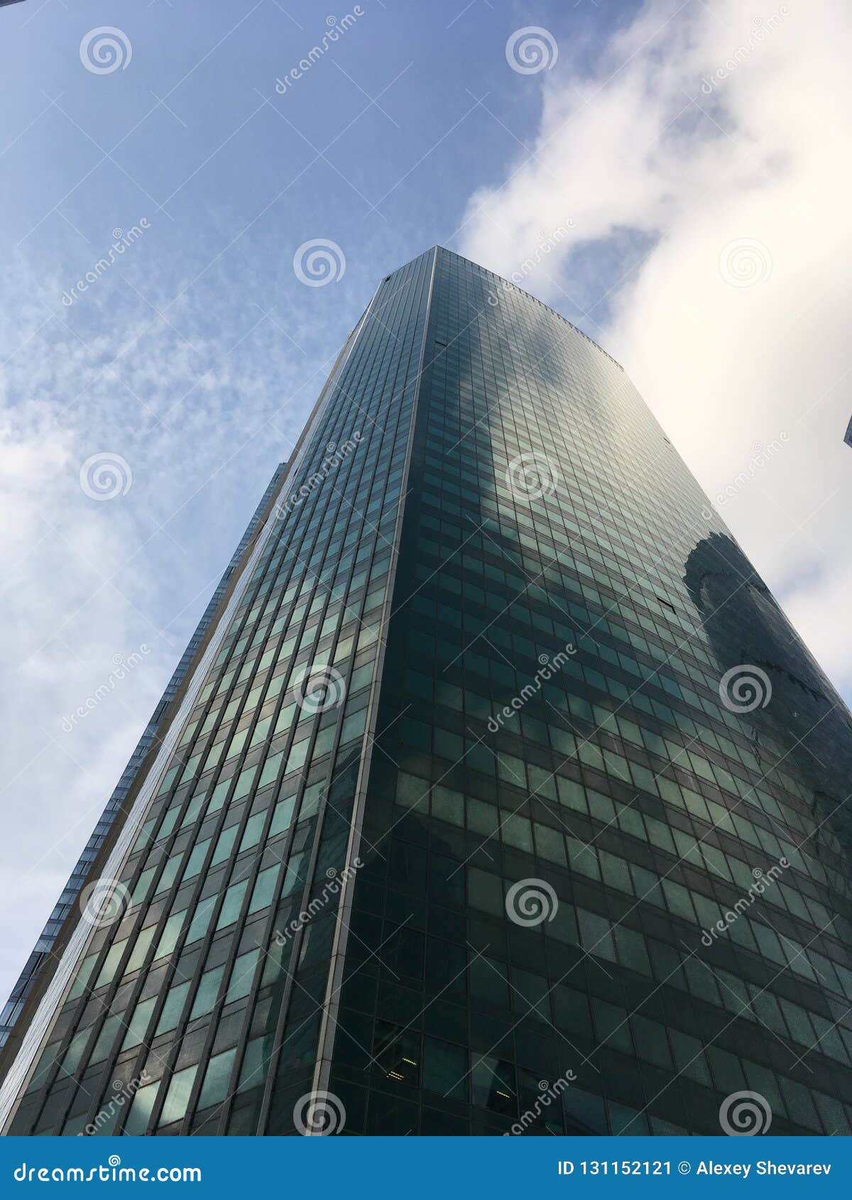 Skyscraper on a Background of Blue Sky Bottom View Stock Image - Image ...