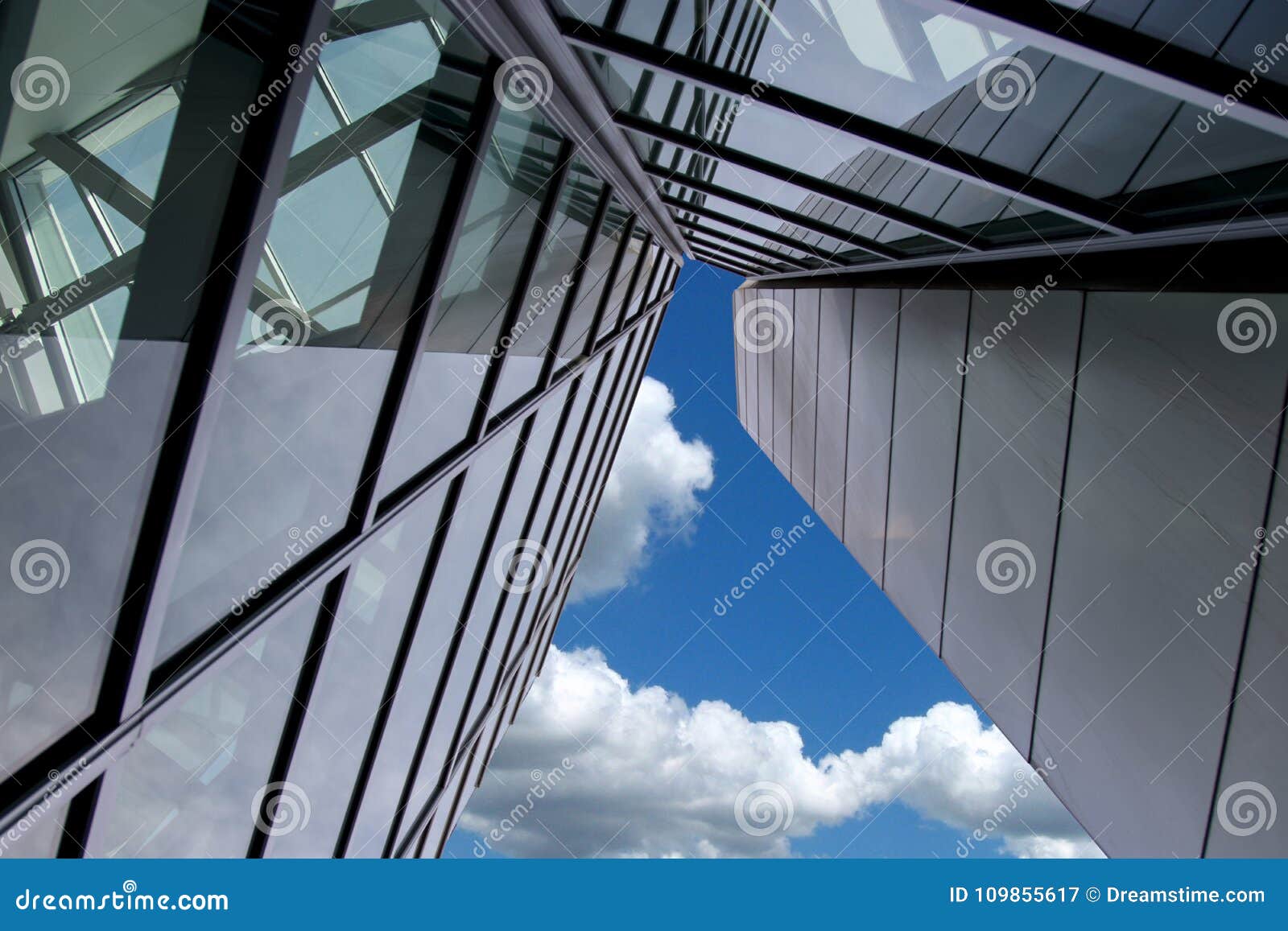 Skyscraper Blue Glass Reflection Cloud On Sky Royalty-Free Stock ...