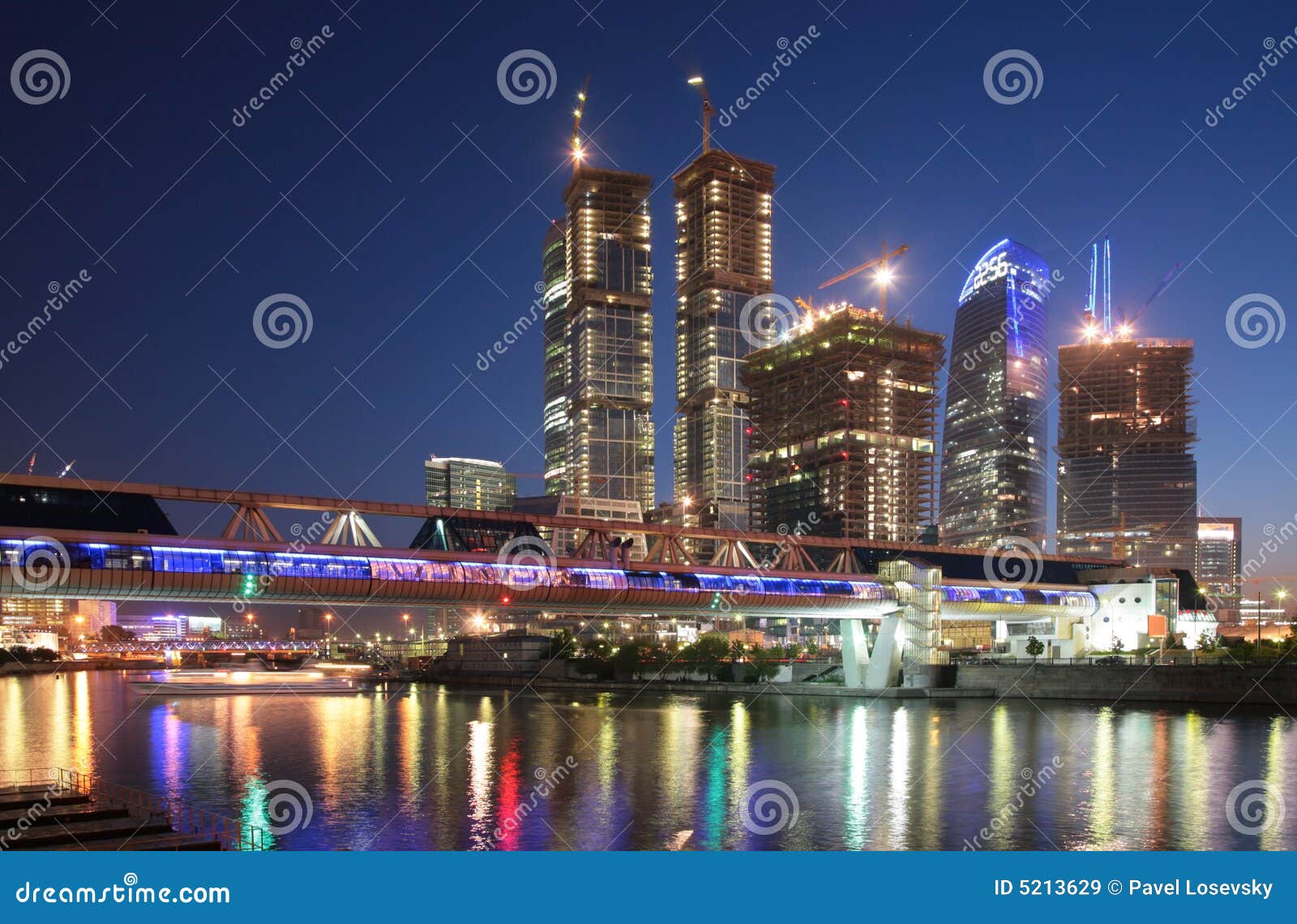 Skyscraper bridge sunset stock image. Image of office - 5213629