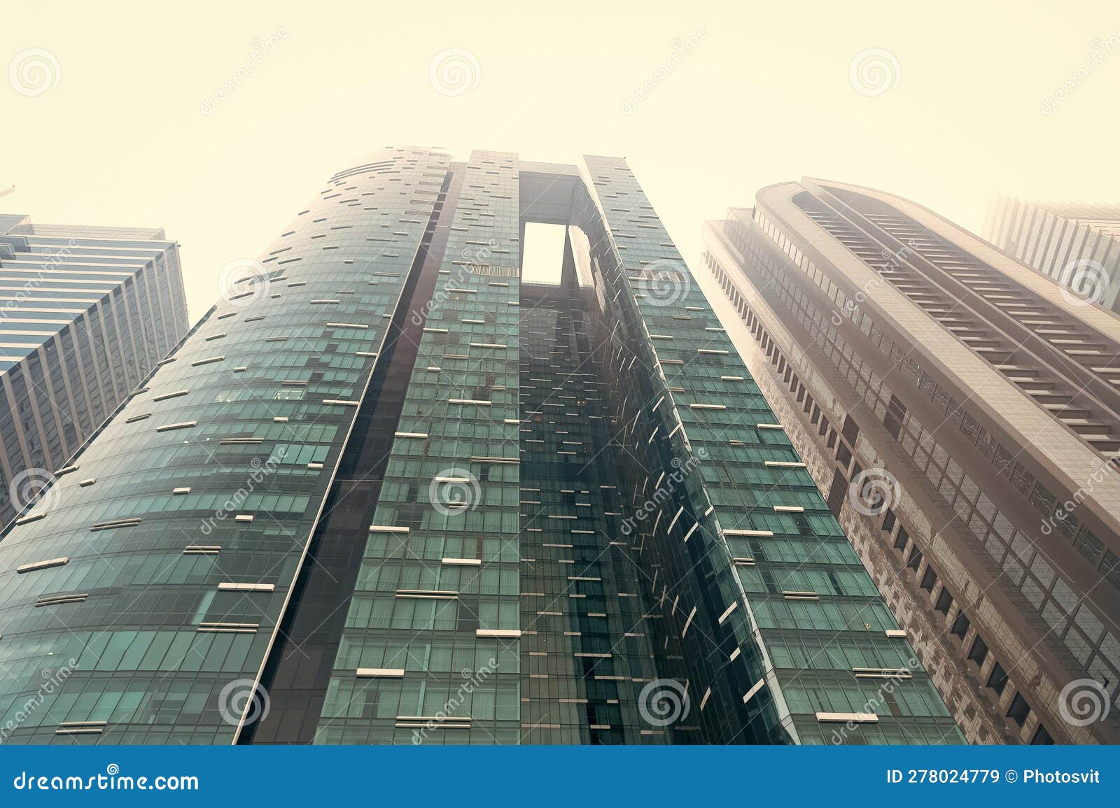 Skyscraper Building with Glass Facade Architecture in Perspective ...