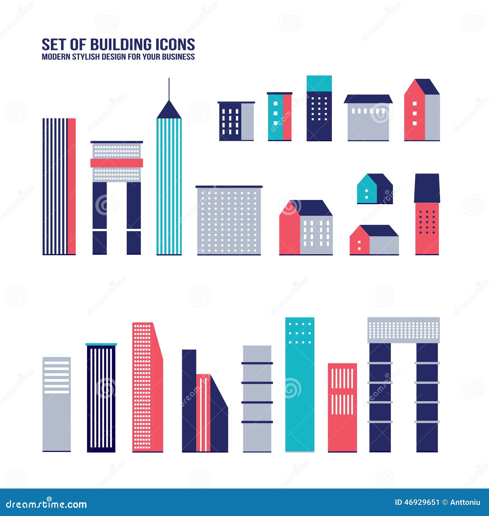 Skyscraper Building Icon Set Stock Vector - Illustration of ...