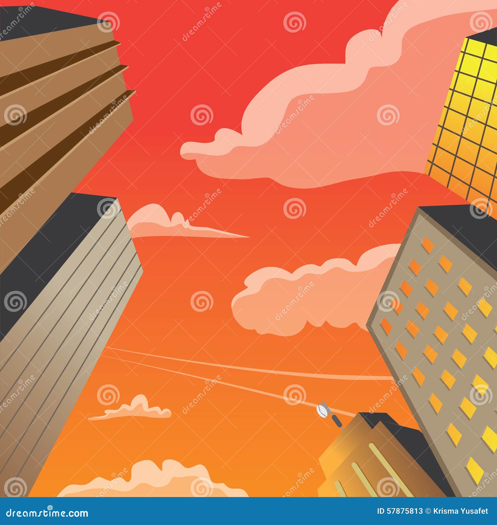 Skyscraper Building Perspective Vector Night Scene Stock Vector ...