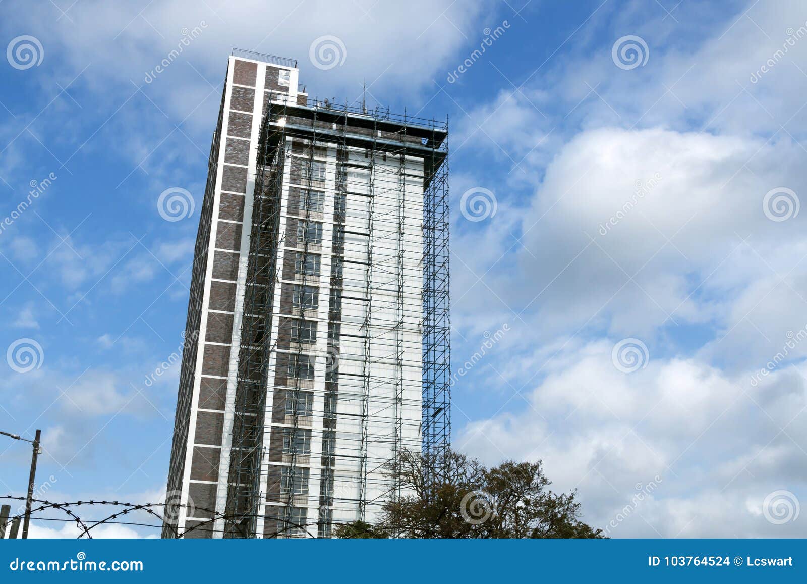 Skyscraper Building with Scaffolding Undergoing Renovations Stock Photo ...