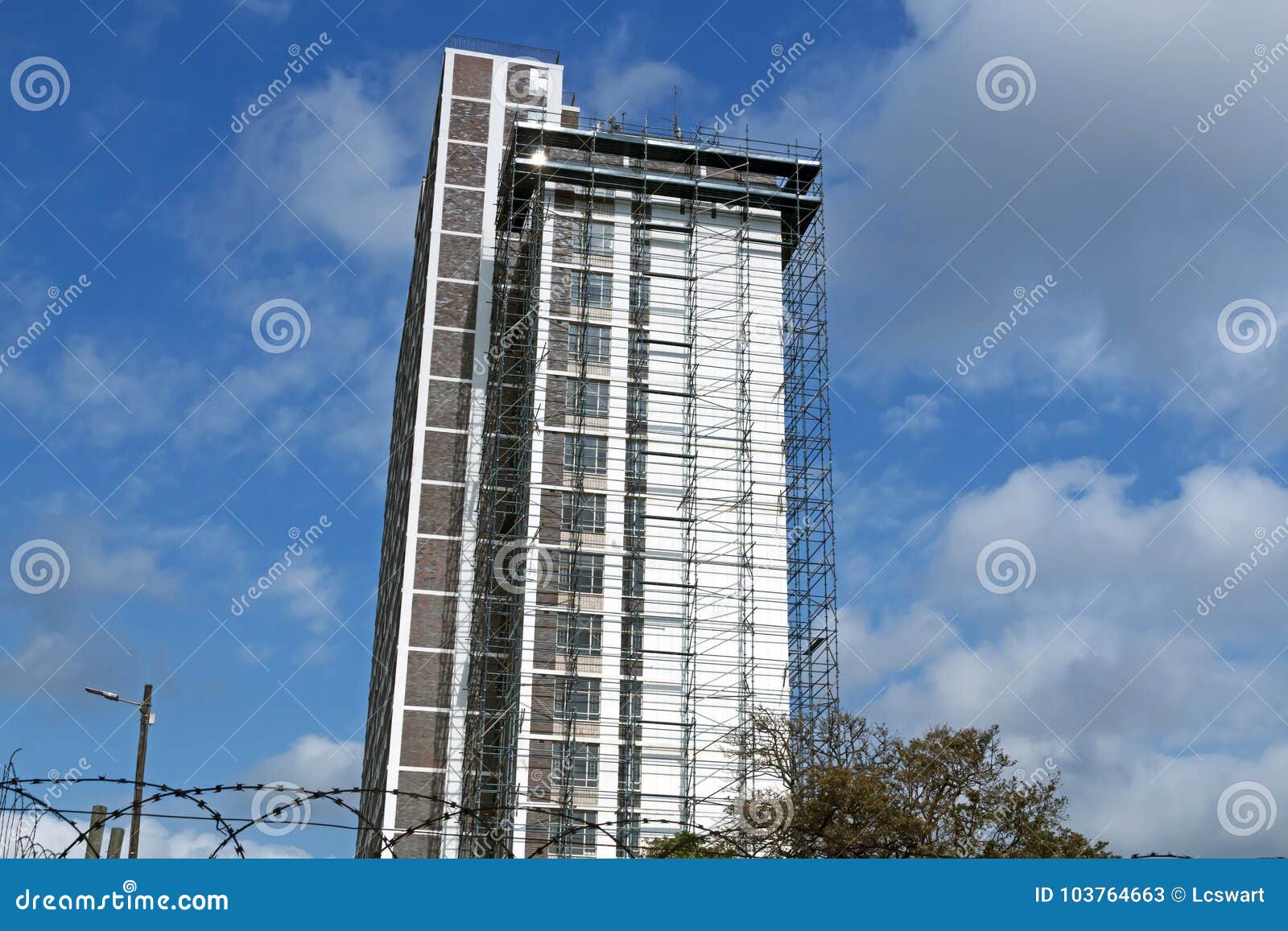 Skyscraper Building with Scaffolding Undergoing Renovations Stock Image ...