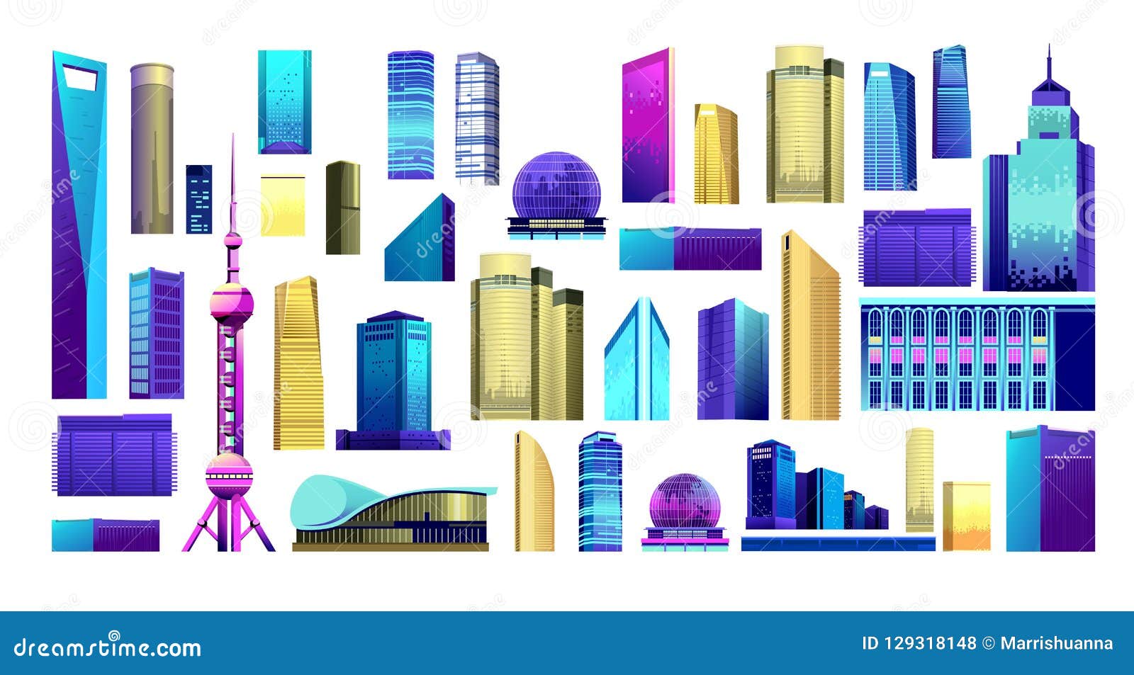 Skyscraper building set stock vector. Illustration of residential ...
