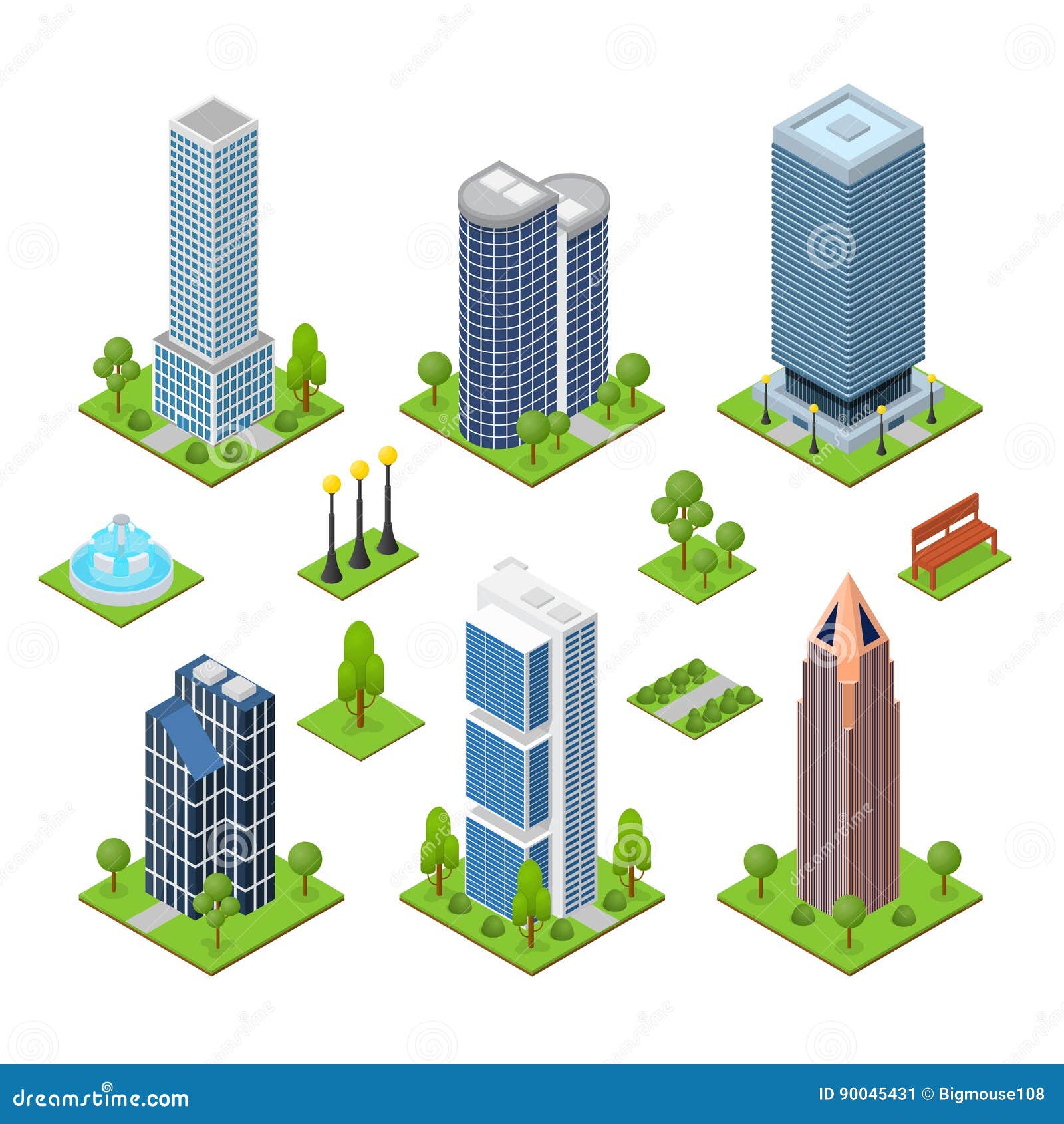 Skyscraper Building Set Isometric View. Vector Stock Vector ...